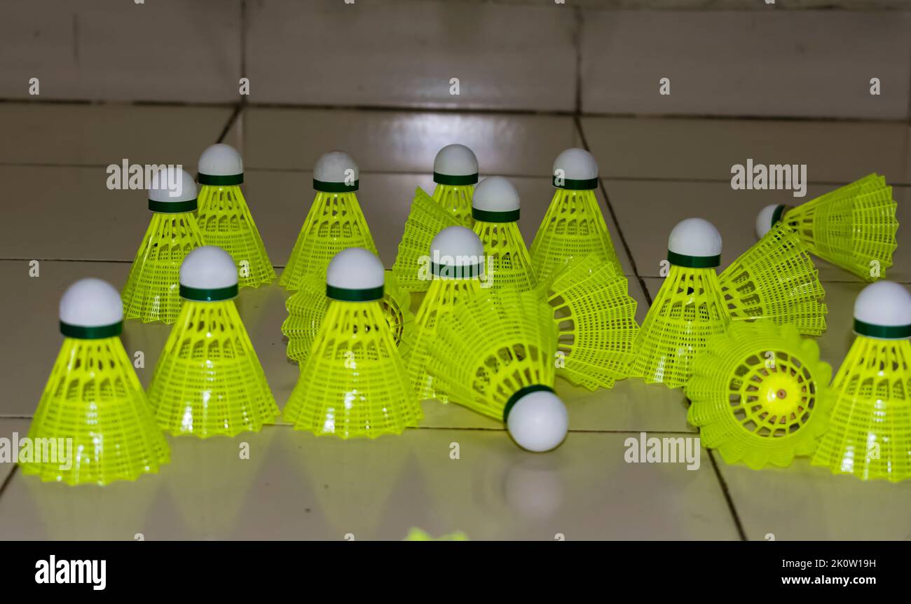 Plastic Badminton Ball,Yellow Ball,On Black Background,Texture Stock ...