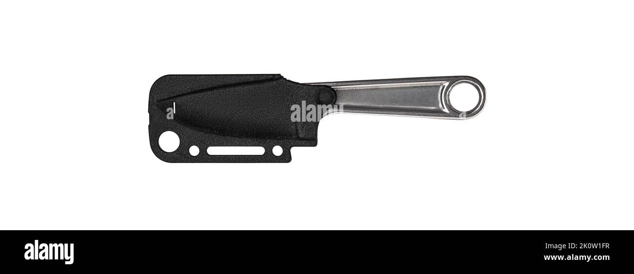 A knife with a metal handle made from a wrench. Tool weapon. Isolate on ...