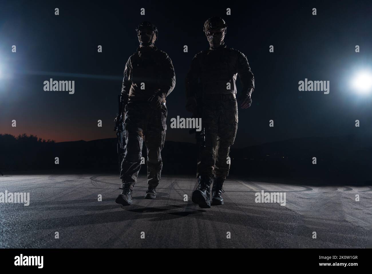 soldiers squad in night mission Stock Photo - Alamy