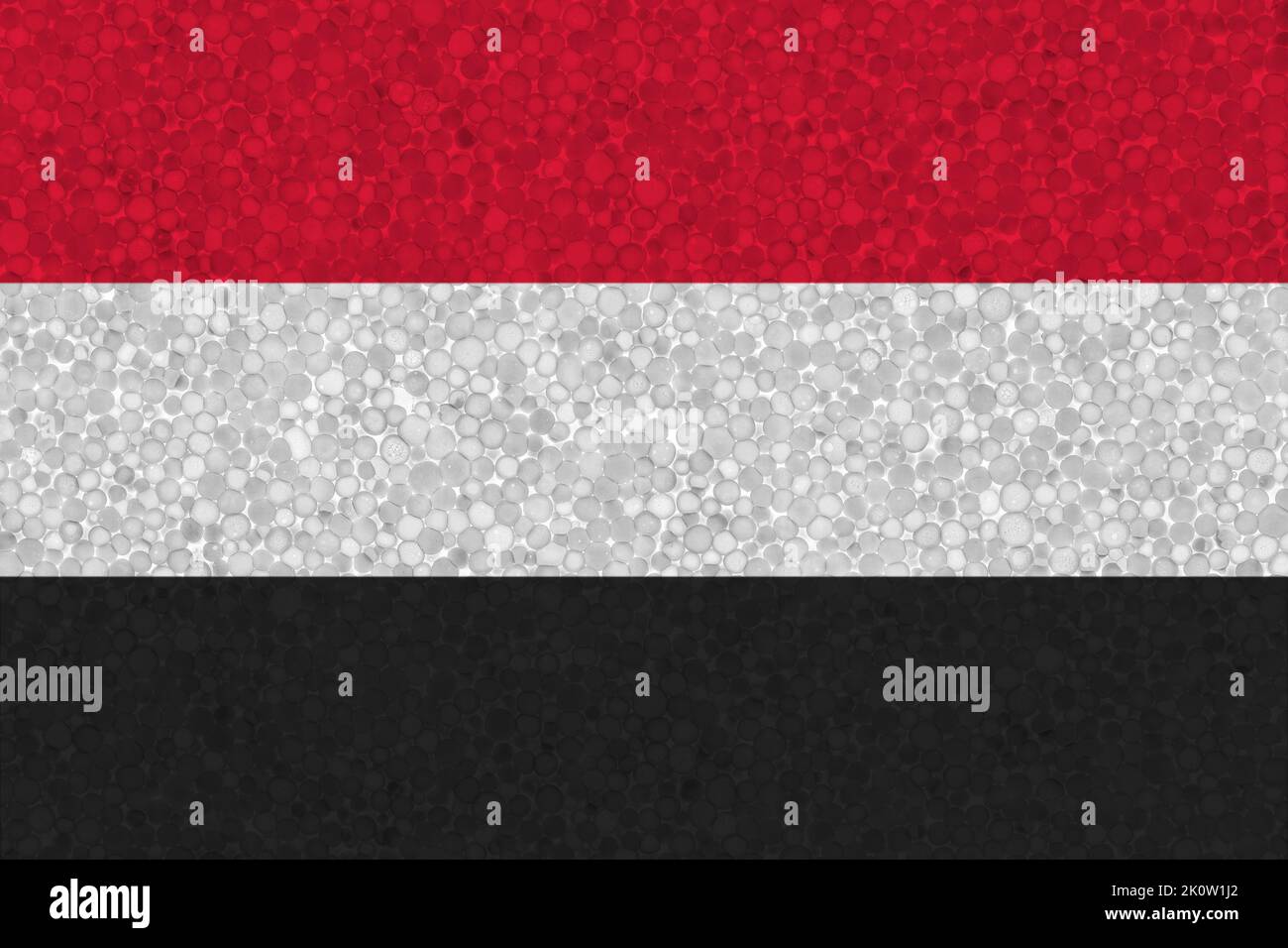 Flag of Yemen on styrofoam texture. national flag painted on the ...