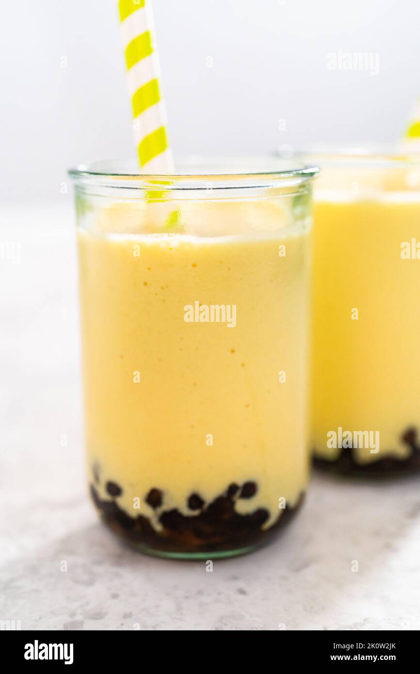 Mango boba smoothie Stock Photo - Alamy