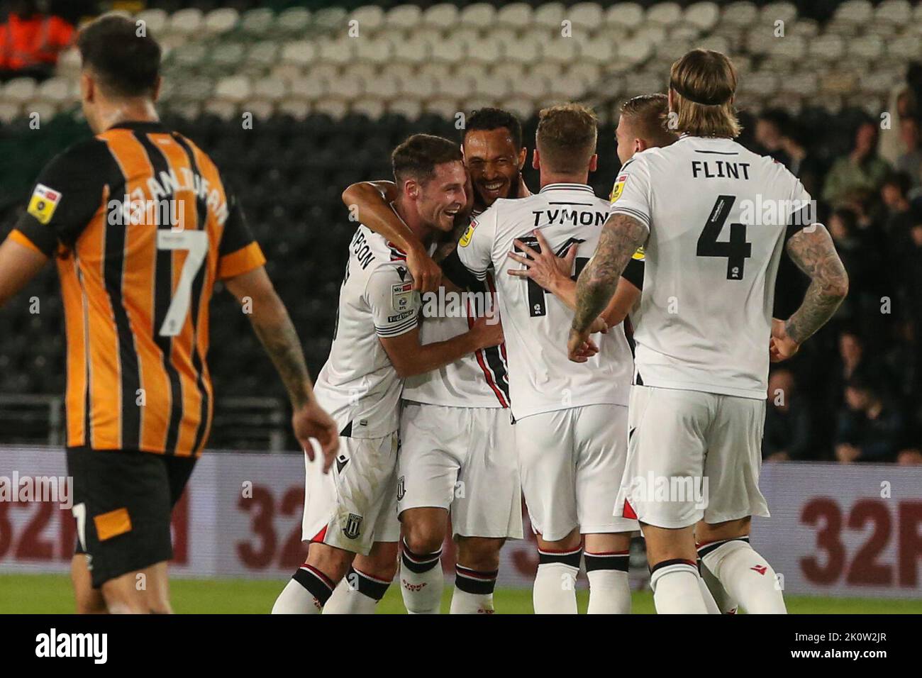Lewis Baker #8 of Stoke City celebrates his goal to make it 0-1 during ...