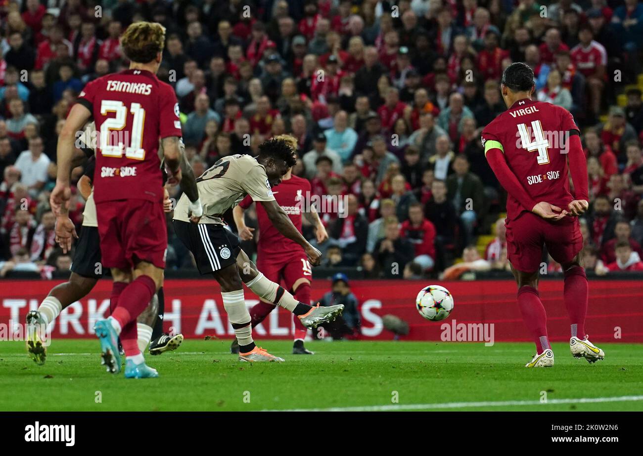 Ajax's Mohammed Kudus scores their side's first goal of the game during ...