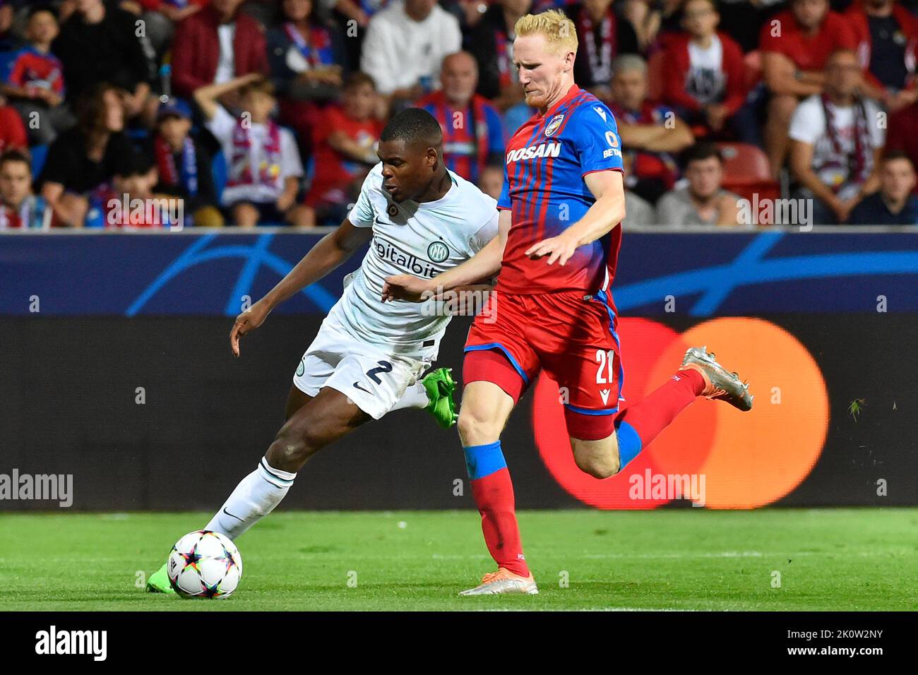 Pilsen, Czech Republic. 13th Sep, 2022. From left soccer players Denzel ...