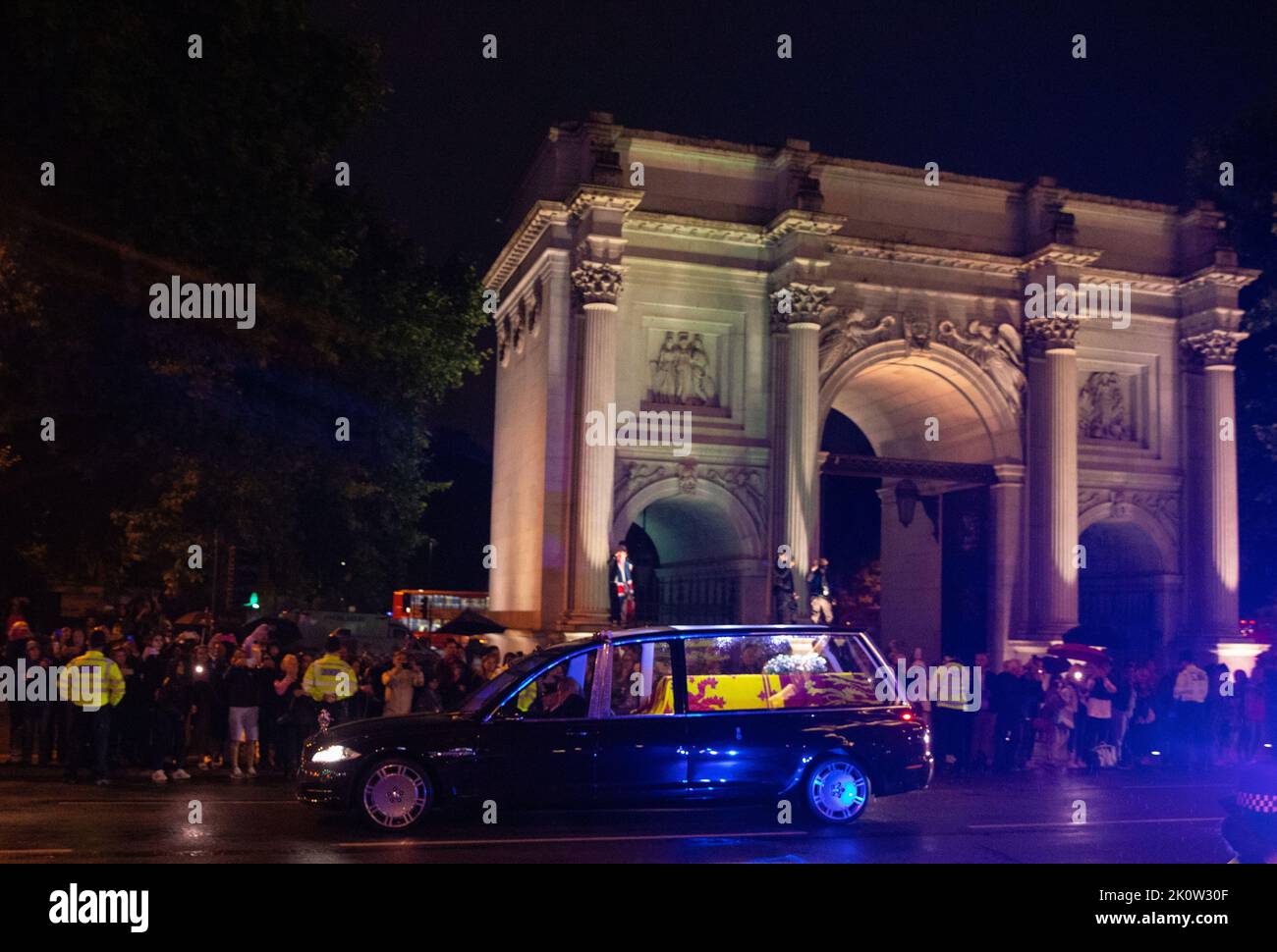 London, UK. 13th Sep, 2022. The Royal Hearse with the coffin of Queen ...