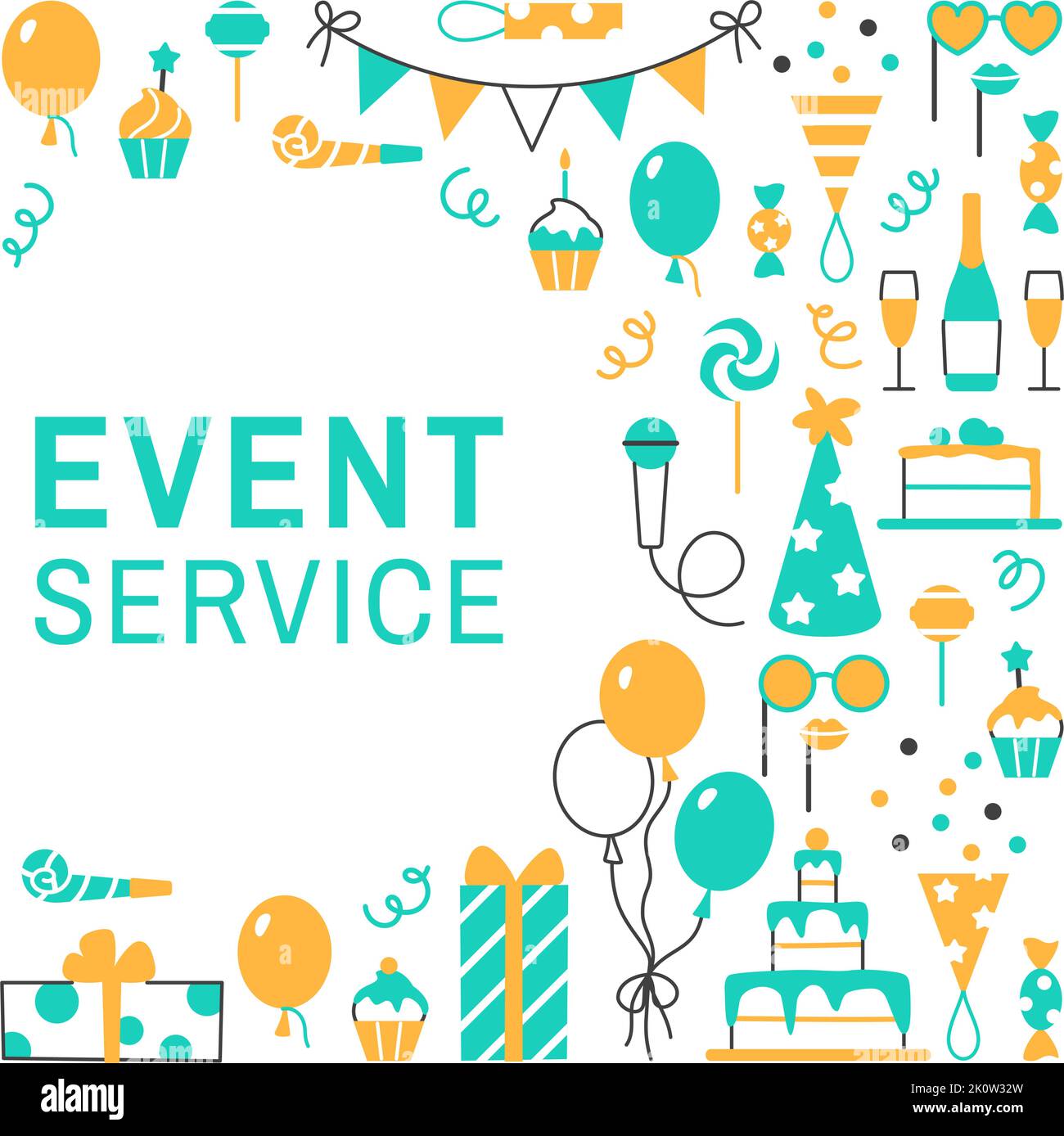 Event service flat line frame with text space Stock Vector Image & Art - Alamy
