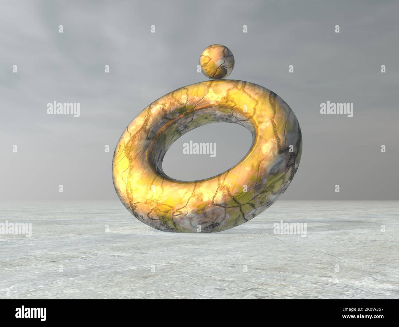 Golden metallic yellow torus and sphere ball - 3d render Stock Photo ...