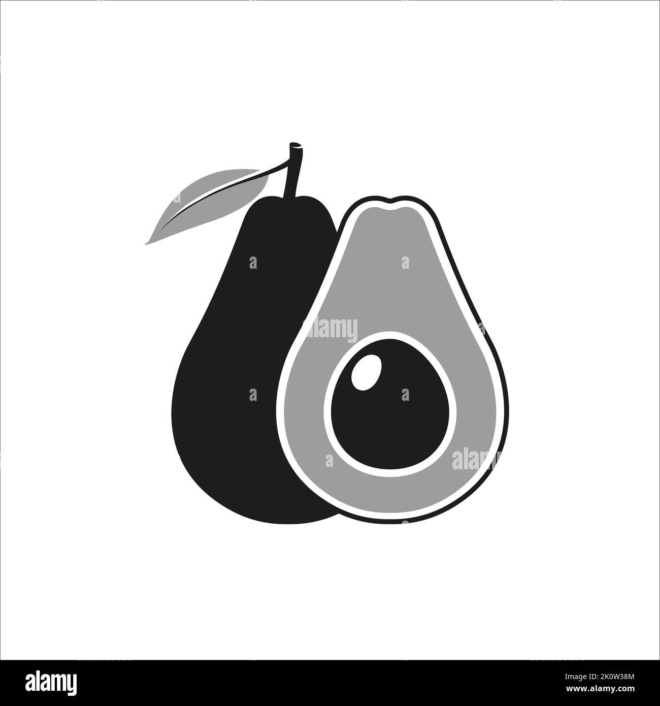 Avocado icon black. Avocado fruit whole and half. Logotype. Vector ...