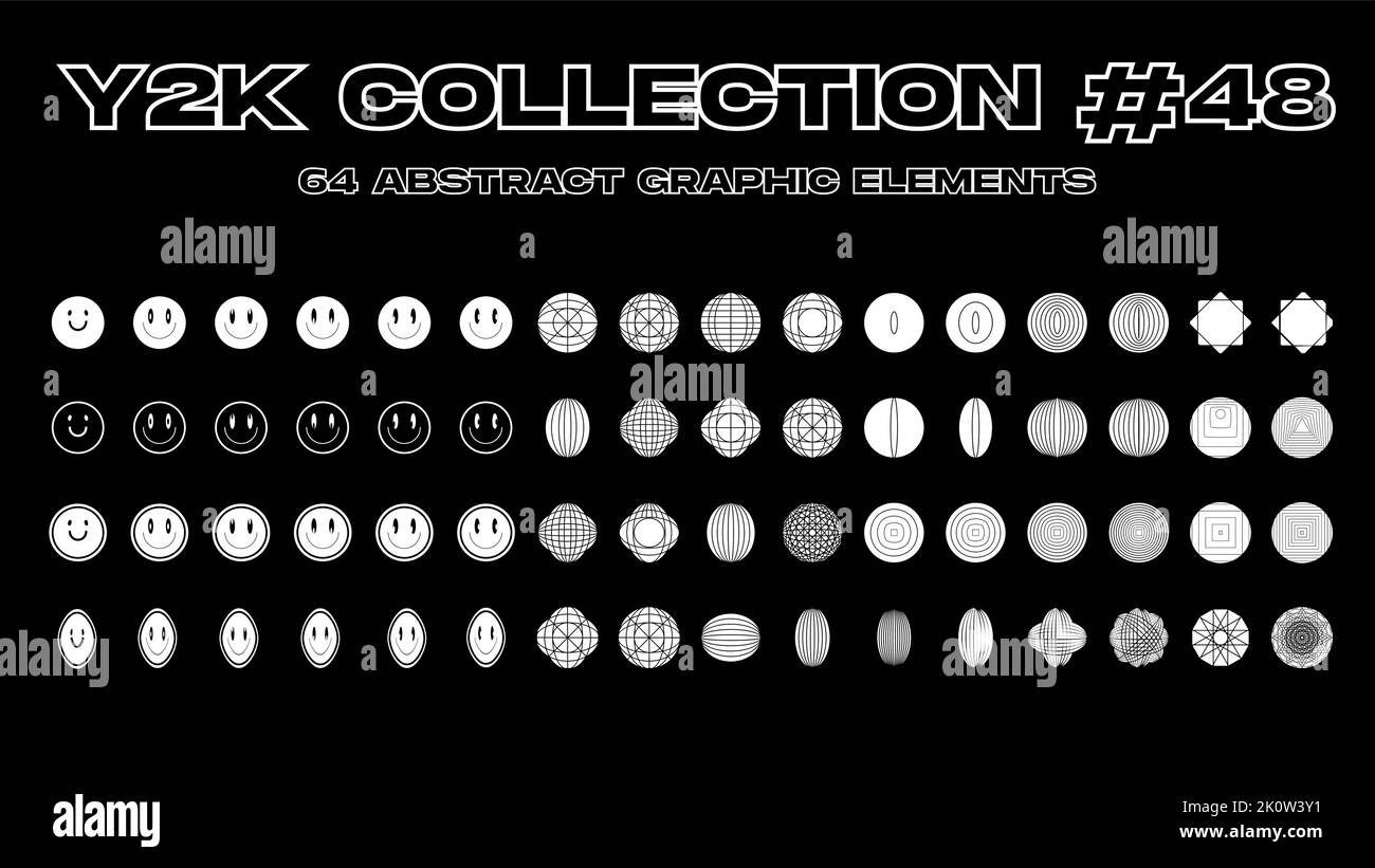 Retro futuristic elements for design. Set of abstract objects in y2k style Stock Vector Image ...