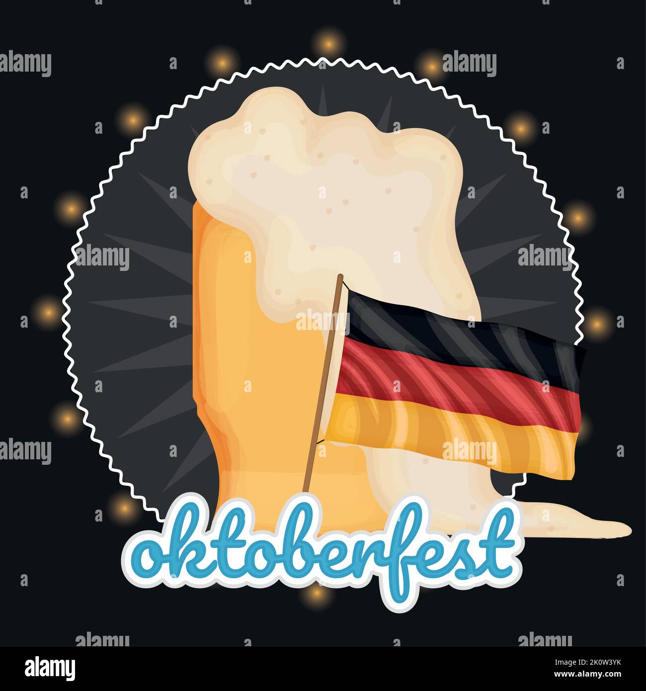 Beer glass with a waving flag of Germany Colored oktoberfest poster ...