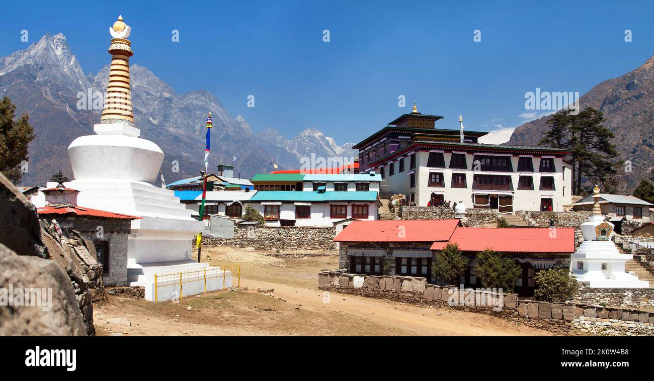 Tengboche Monastery with stupa and prayar wall, the best monastery in ...