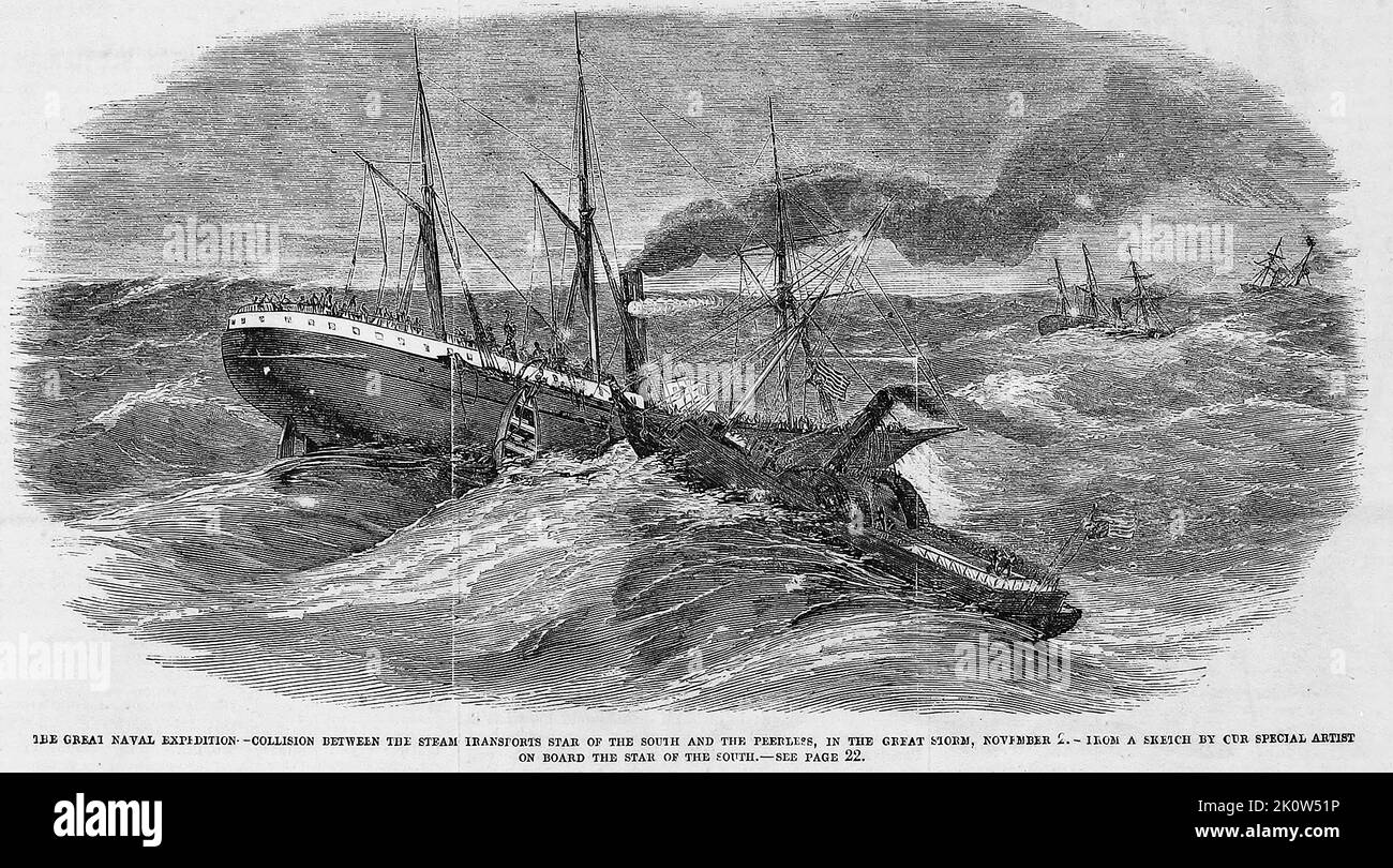 The Great Naval Expedition - Collision between the steam transports ...
