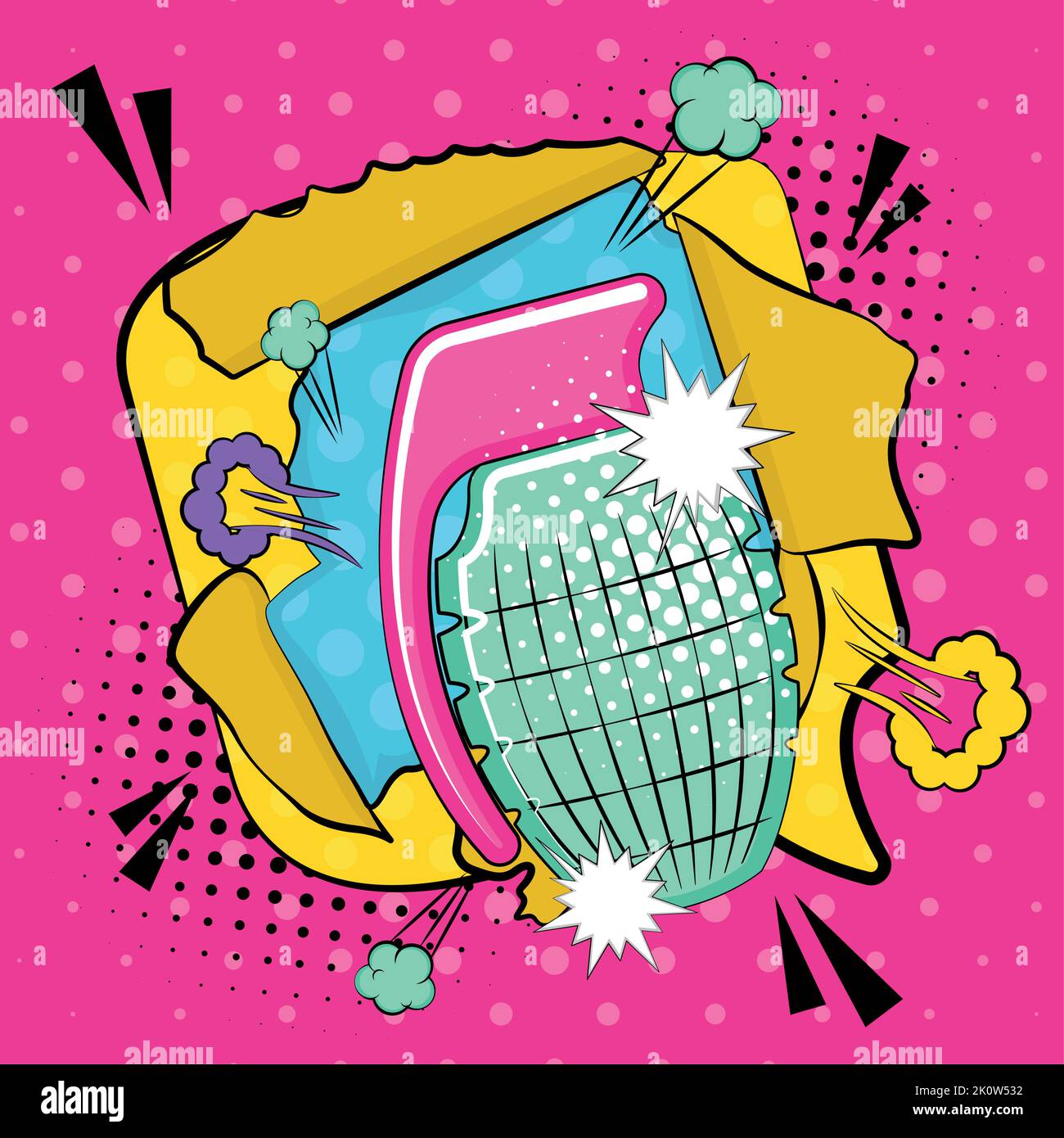 Wall break with a grenade comming out Comic halftone effect page Vector ...