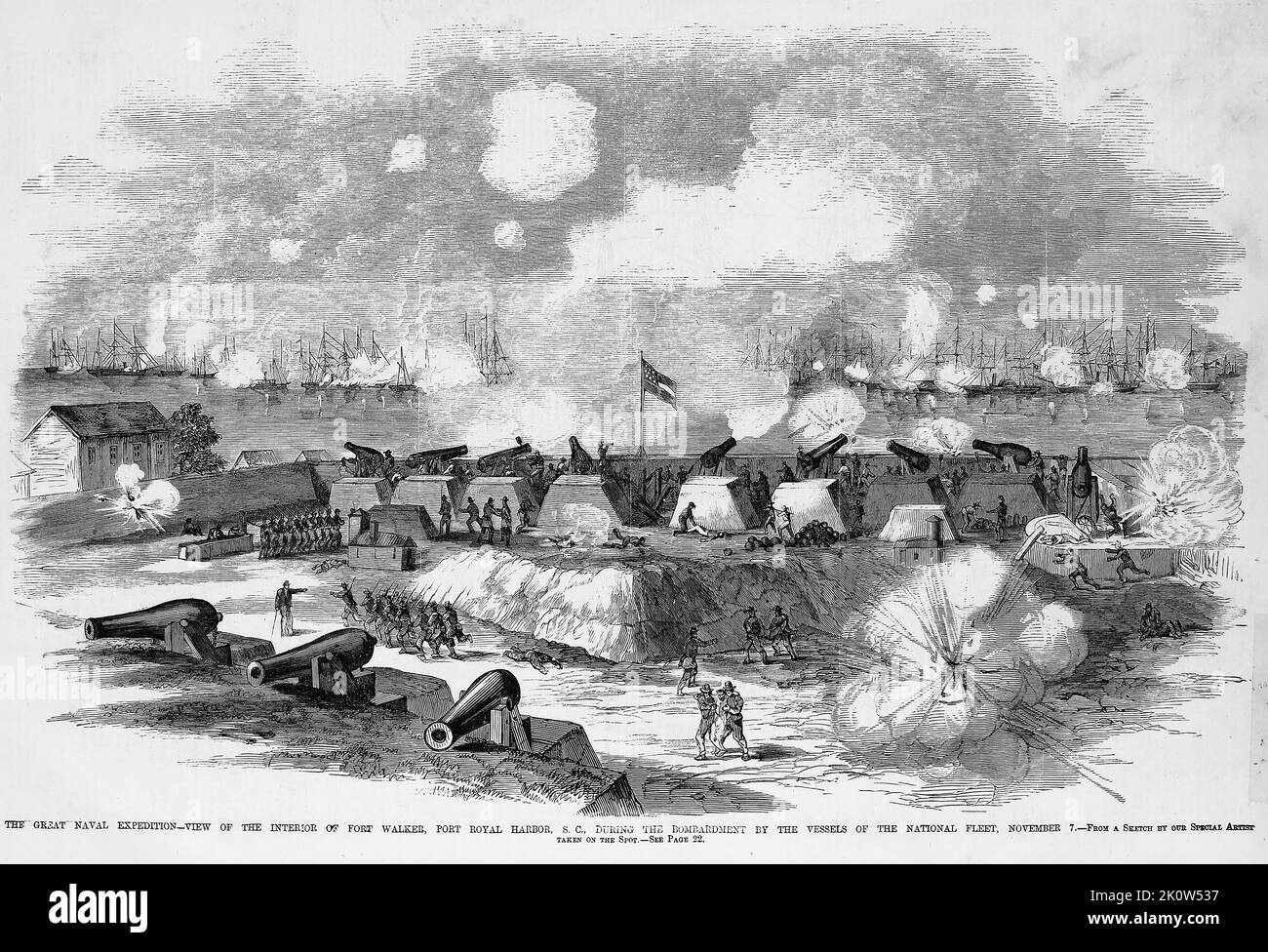 The Great Naval Expedition - View of the interior of Fort Walker, Port ...