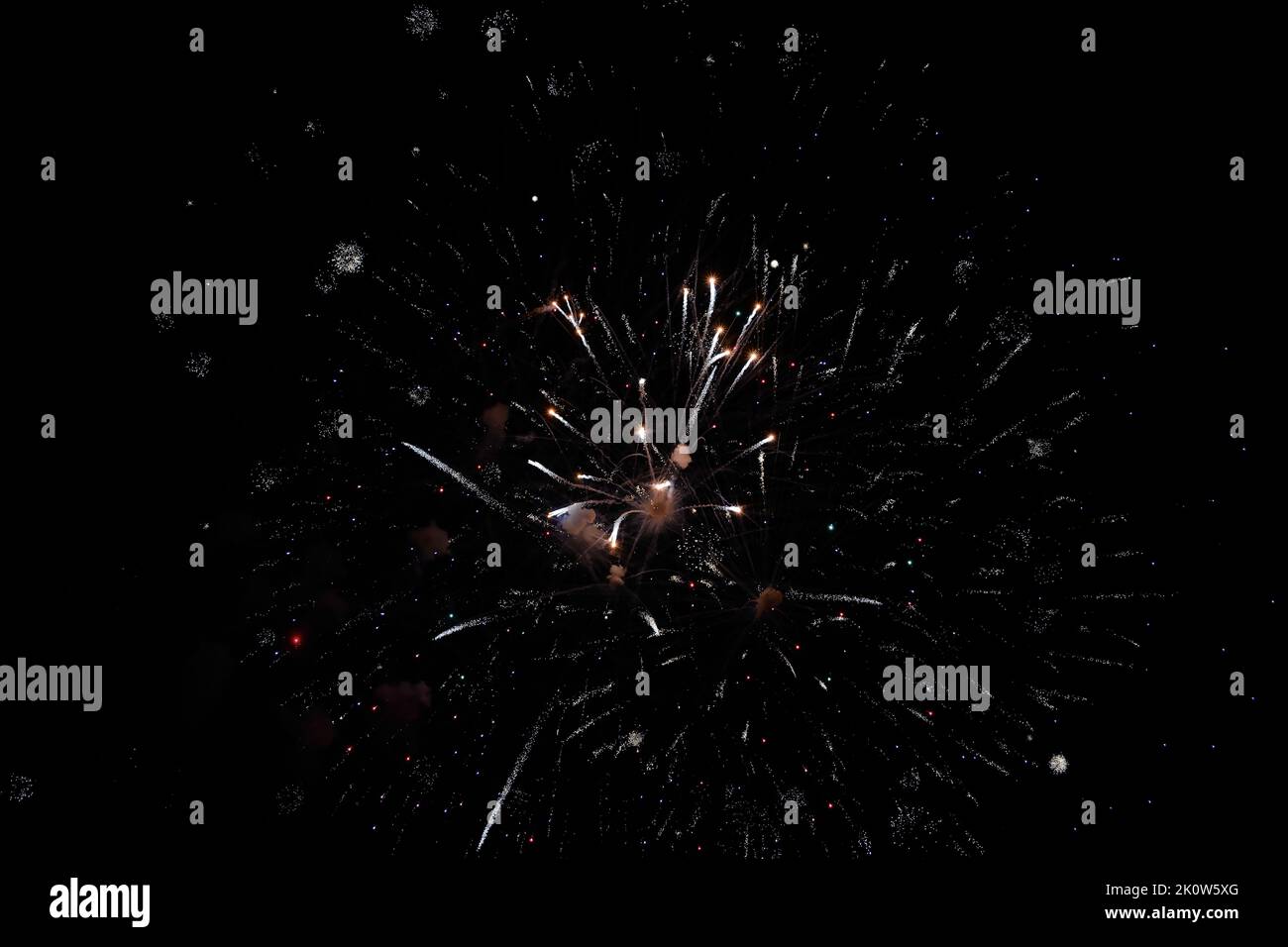 A sky view with colorful fireworks at night Stock Photo - Alamy
