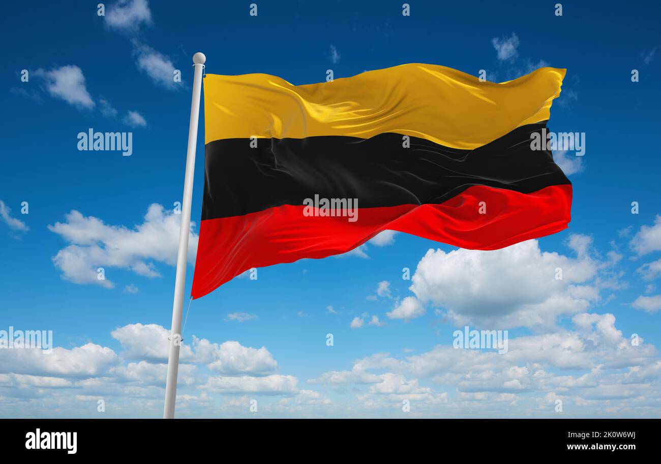 flag of Transcaucasian Federation, asia at cloudy sky background ...