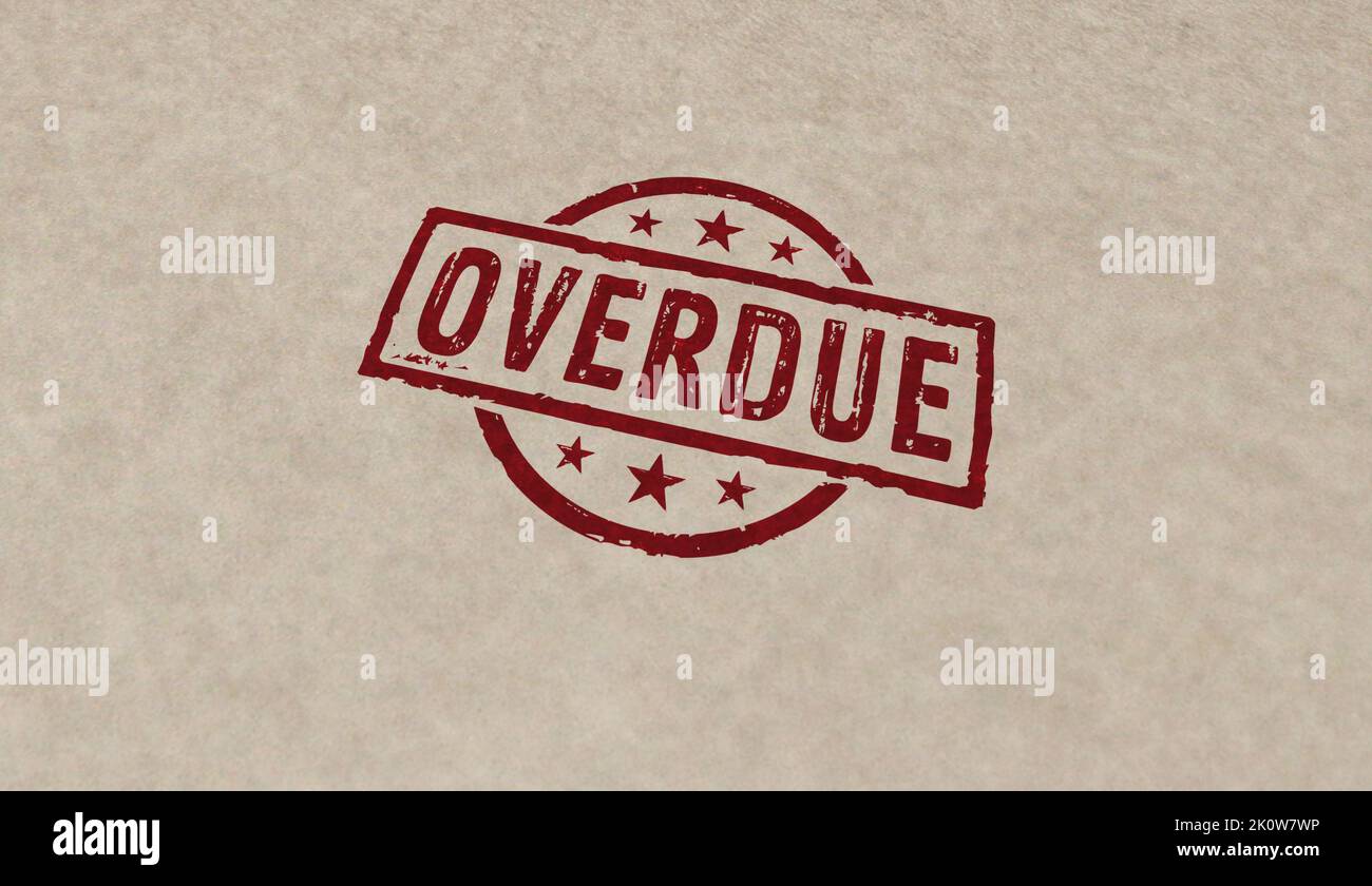 Overdue stamp icons in few color versions. Belated debt payment concept ...