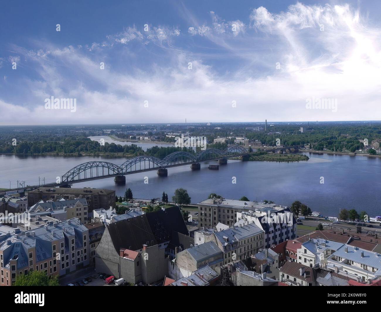 Panoramic view of Riga (Latvia), it is the largest city of the Baltic ...