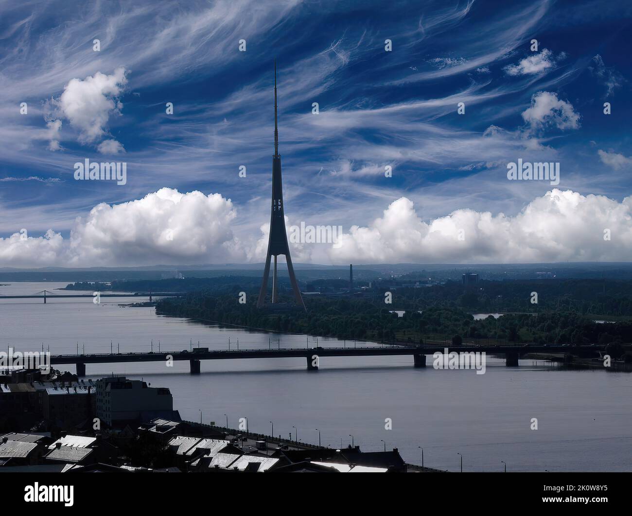 Panoramic view of Riga (Latvia), it is the largest city of the Baltic ...