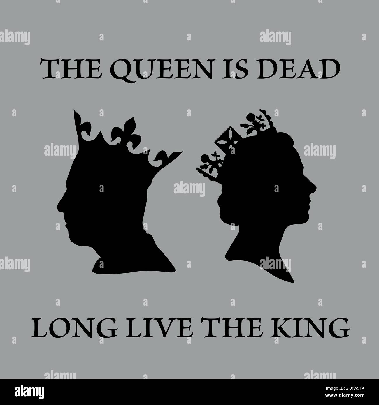 London, London, England 09.12.2022 Poster of The Queen is dead, long live the King king charles ...