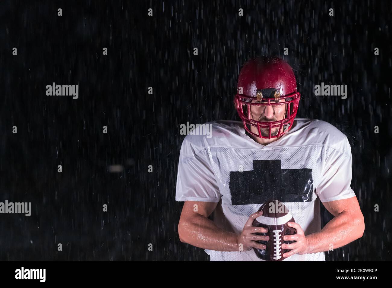 American Football Field: Lonely Athlete Warrior Standing on a Field ...