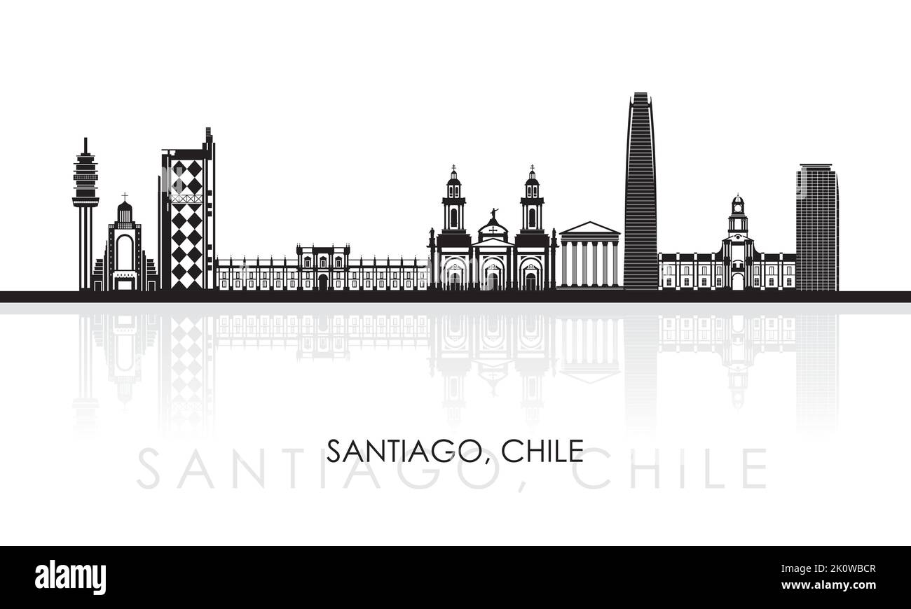 Silhouette Skyline panorama of city of Santiago, Chile - vector ...