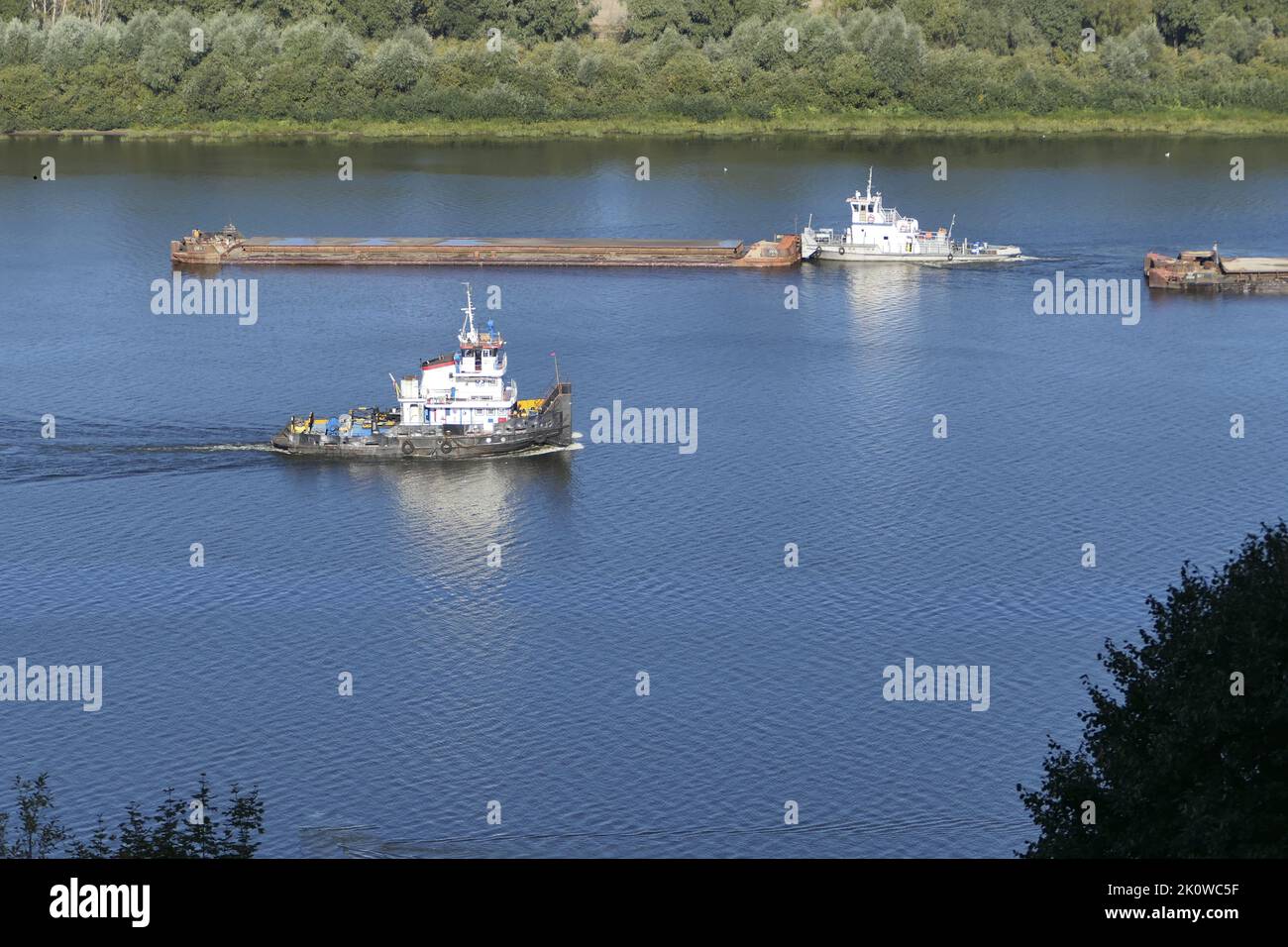 Water transport carrying goods along the river Stock Photo - Alamy
