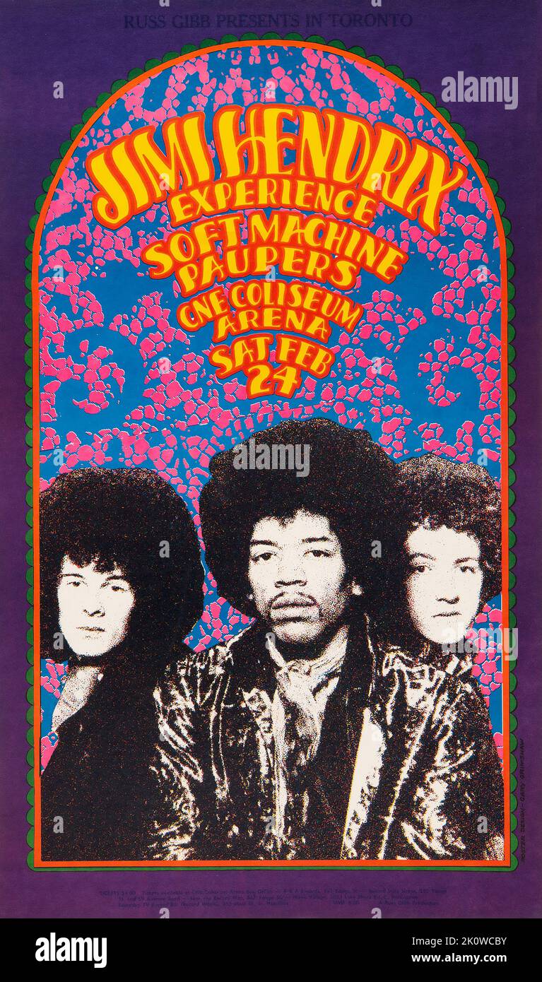 Jimi Hendrix Psychedelic Poster JIMI HENDRIX WOODSTOCK GUITARIST