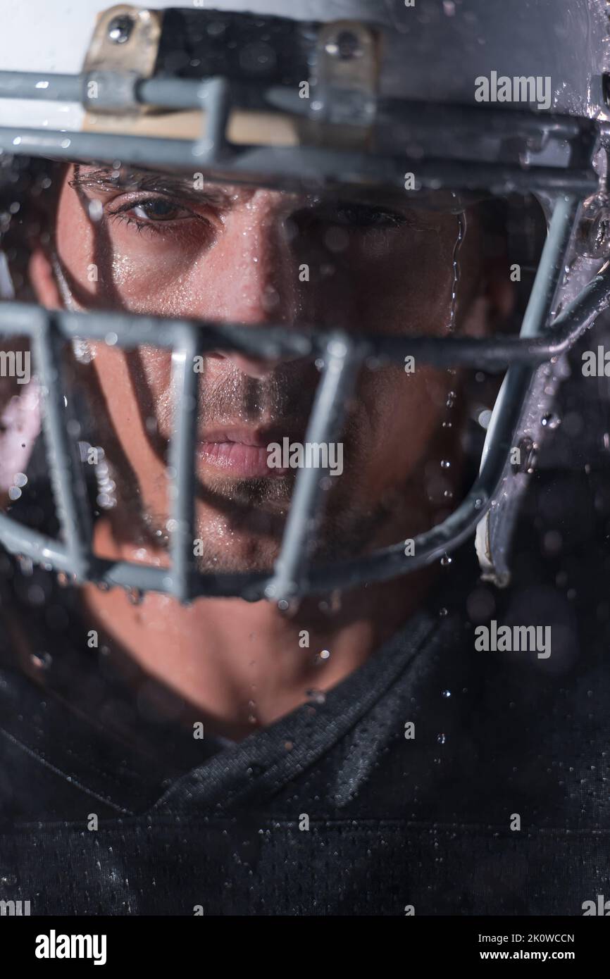 American Football Field: Lonely Athlete Warrior Standing on a Field ...