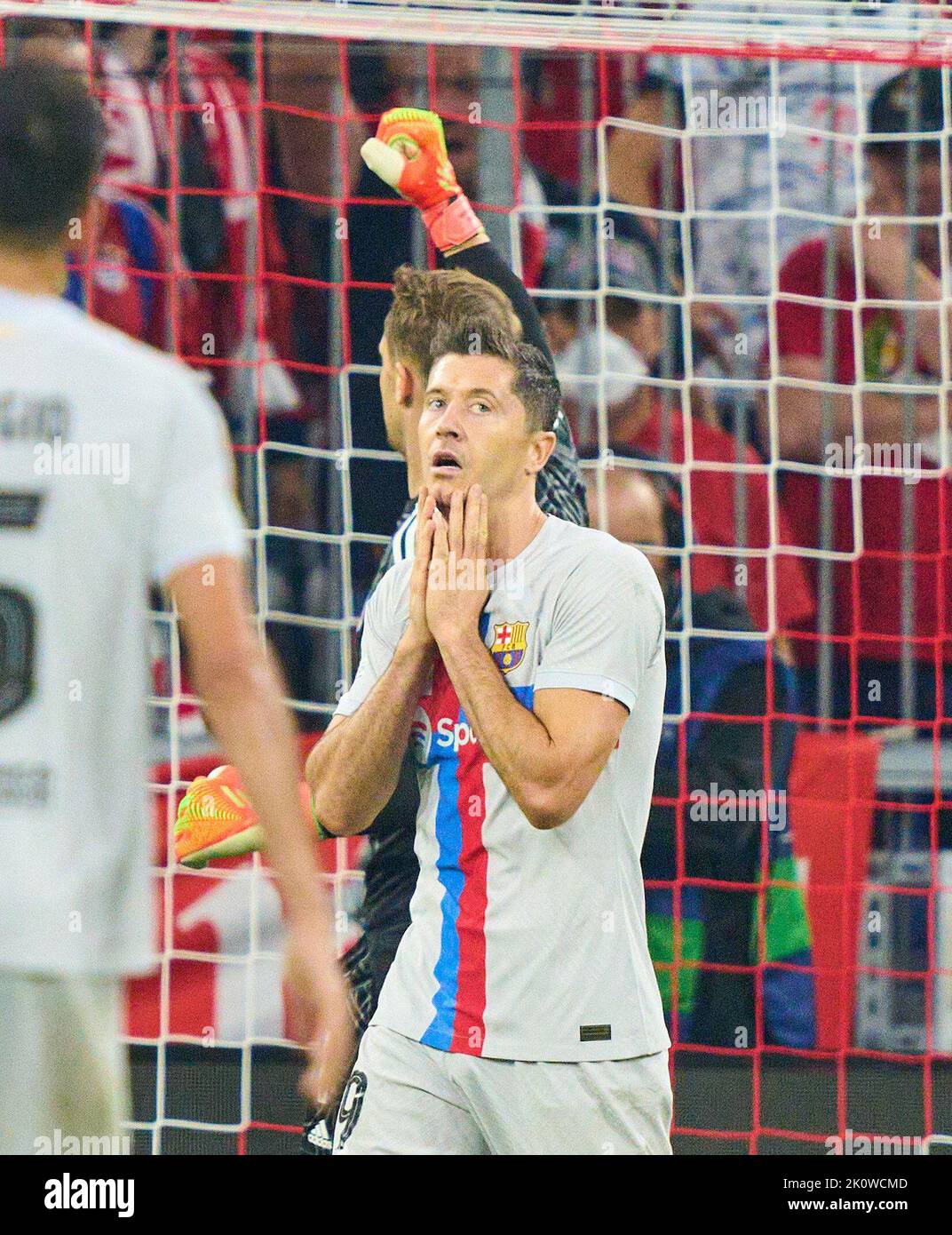 Munich, Germany. 13th Sep, 2022. Robert Lewandowski, Barca 9 sad after ...