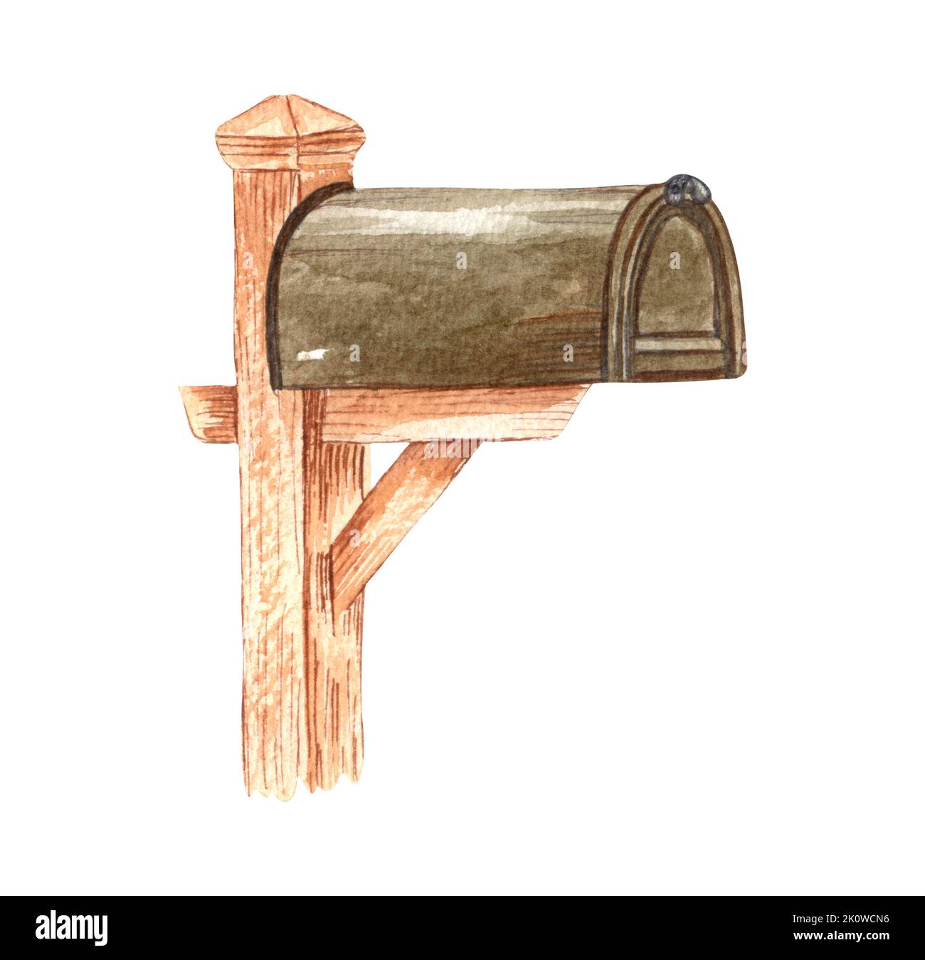 Watercolor hand painted mailboxes with envelopes clipart set isolated ...