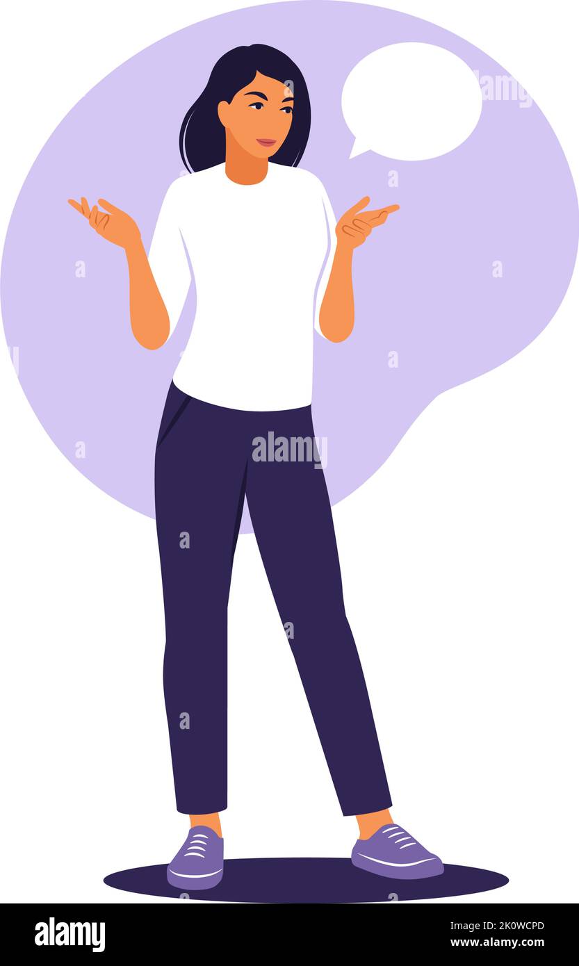 Woman is speaking concept. Vector illustration. Flat Stock Vector Image ...
