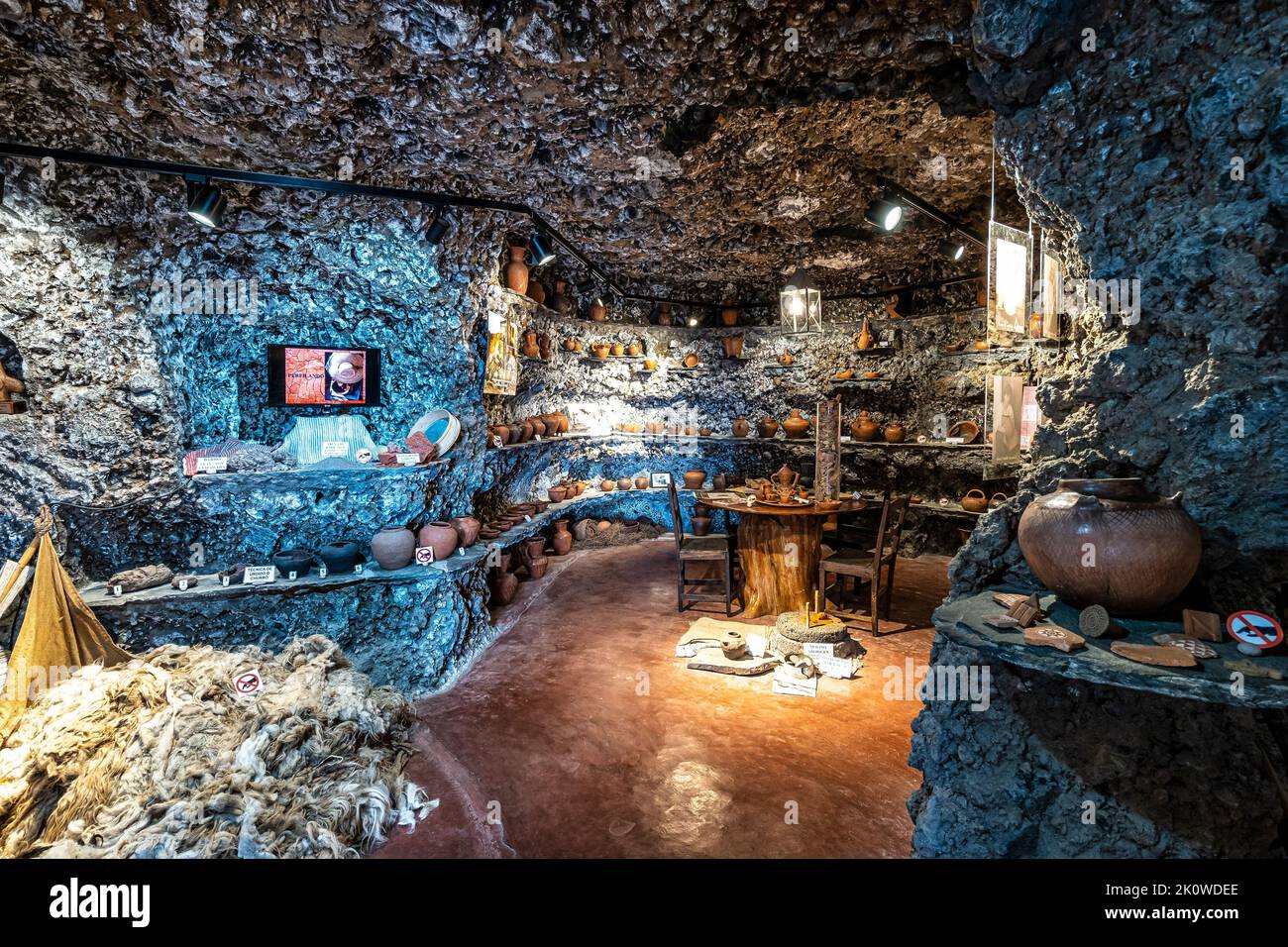 Interiors of the caves in Museo Etnografico Casas Cuevas at Artenara ...