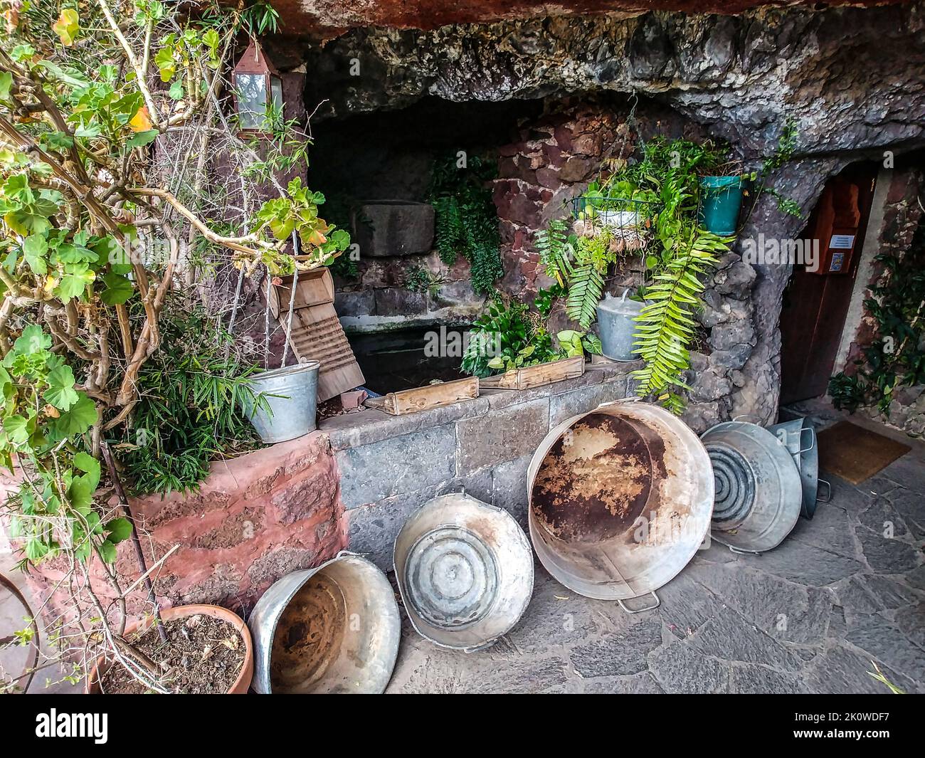 Interiors of the caves in Museo Etnografico Casas Cuevas at Artenara ...