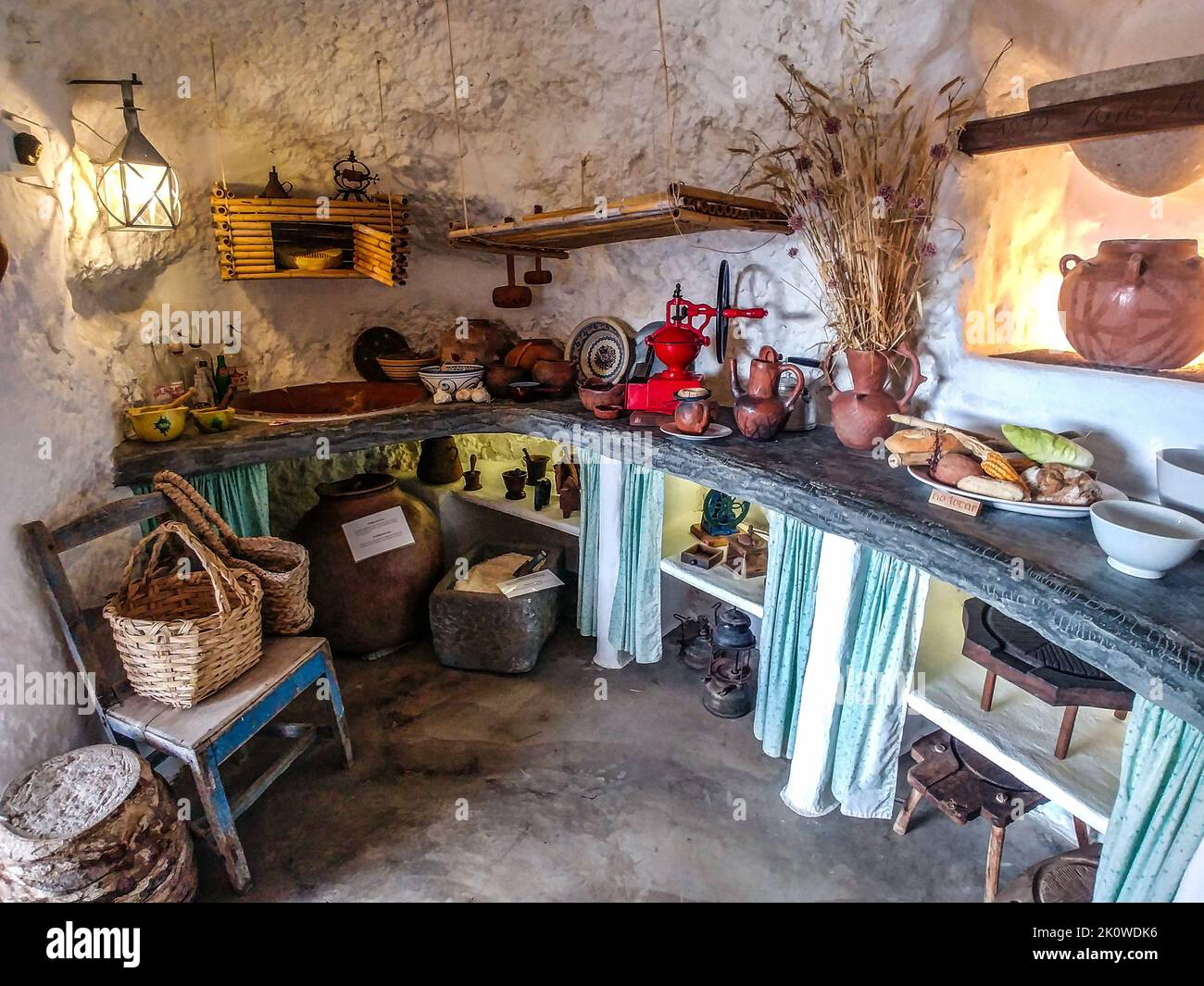 Interiors of the caves in Museo Etnografico Casas Cuevas at Artenara ...