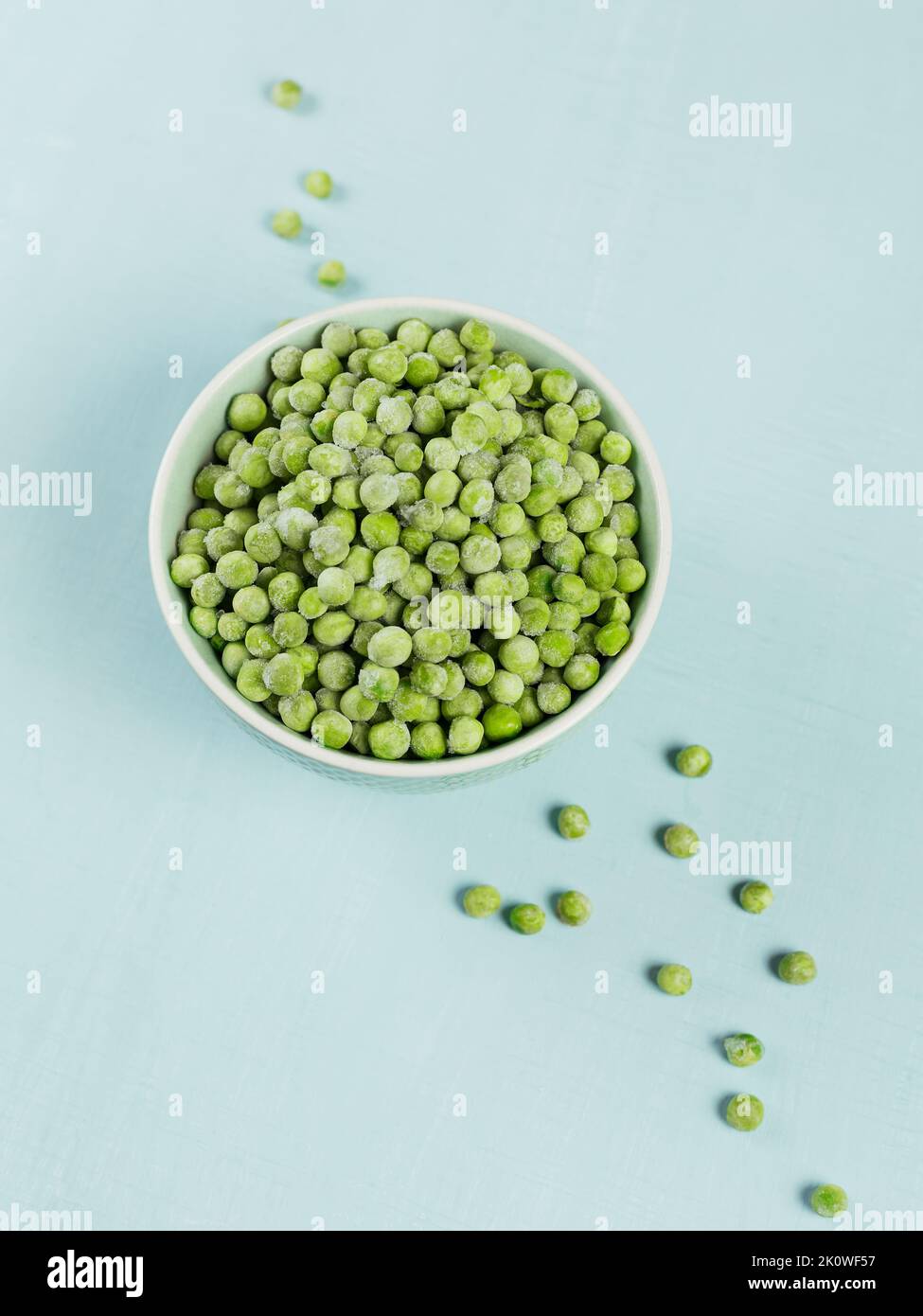 Green organic peas in a bowl. Concept of homemade preparations for fast ...