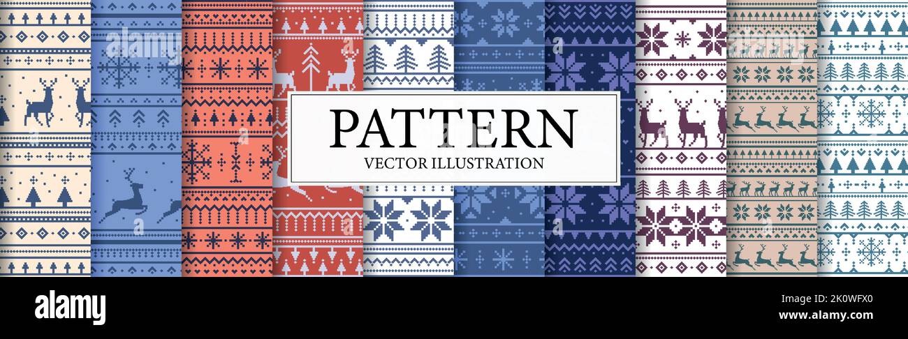 Set 10 pcs colorful christmas background patterns - Vector illustration ...