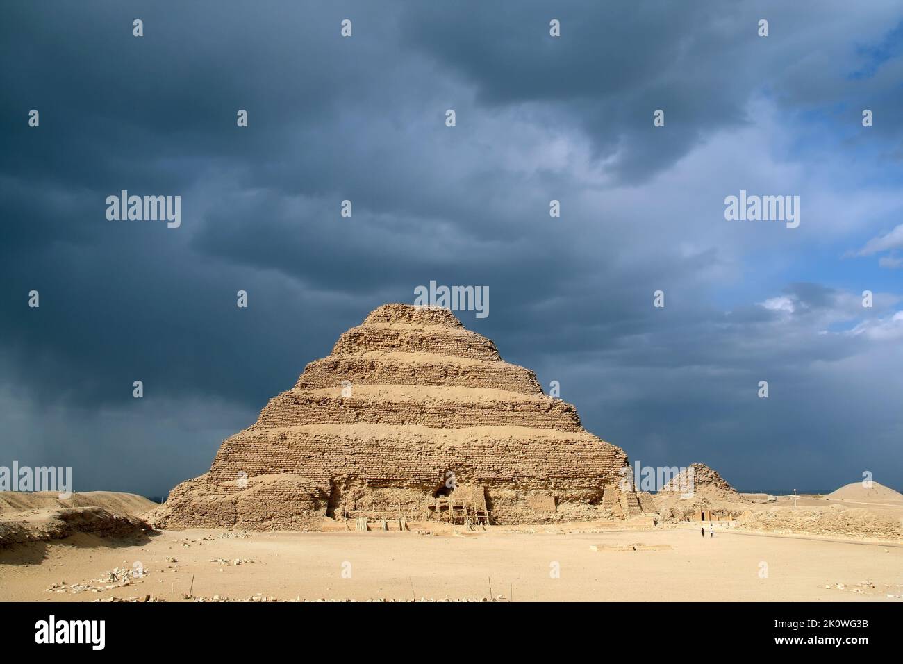 Step pyramid in Saqqara against dramatic stormy sky, Egypt Stock Photo ...