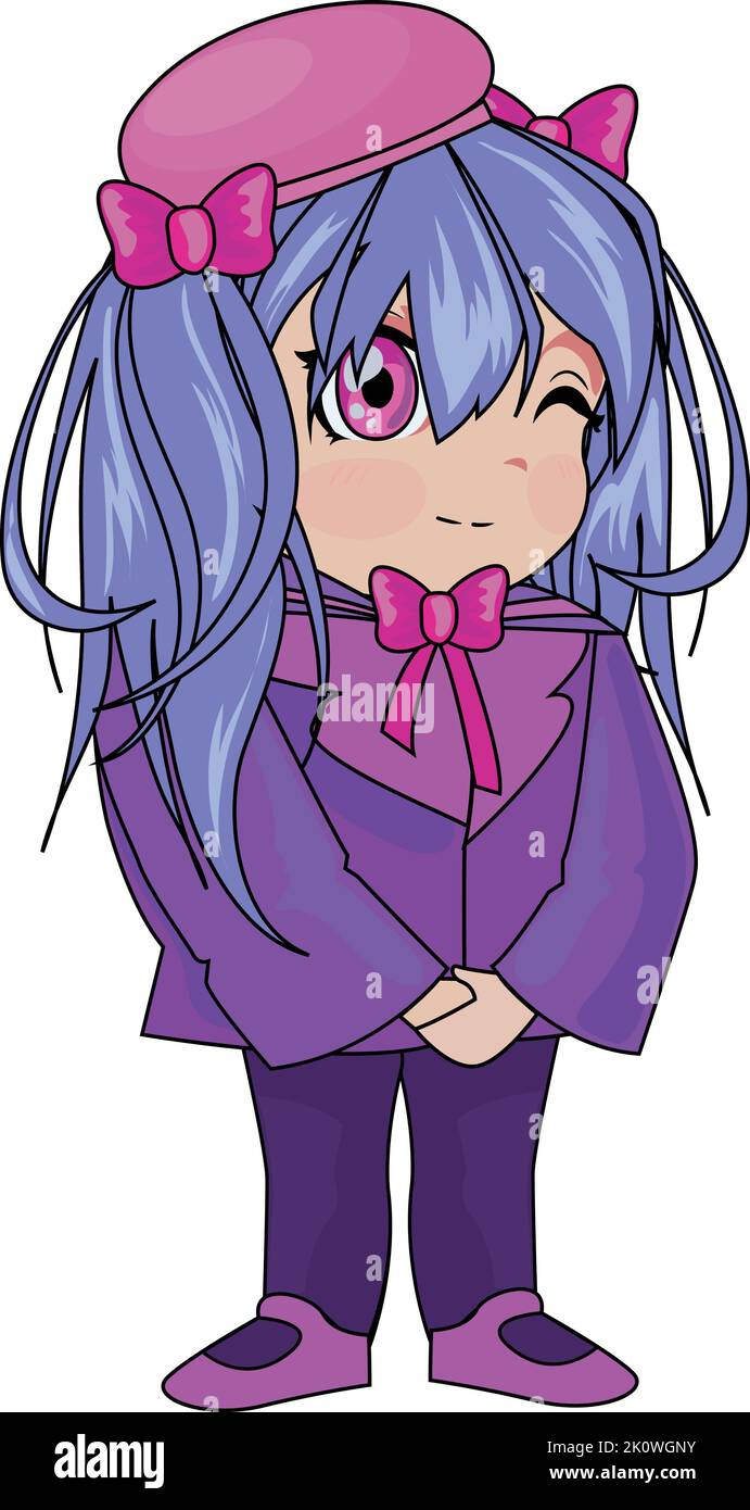 winking anime girl Stock Vector Image & Art - Alamy