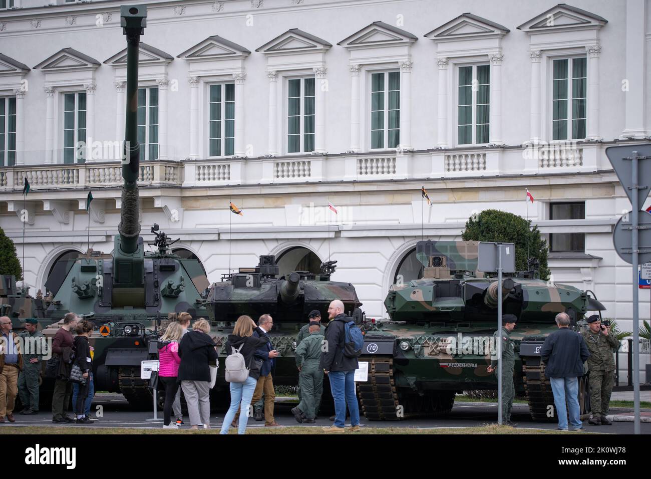 Polish Army tanks are seen near Pilsudski Square in Warsaw, Poland on ...