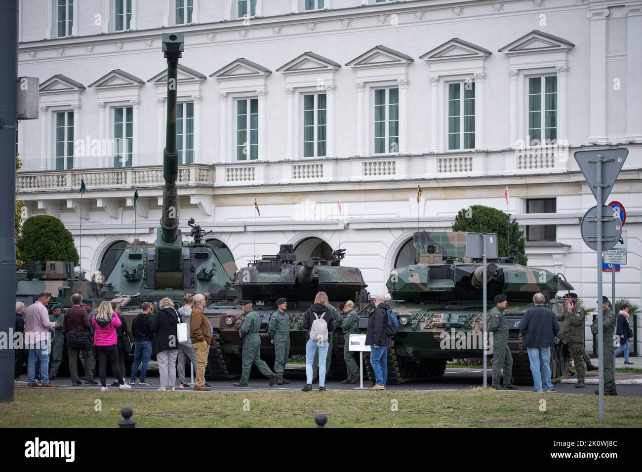 Polish Army tanks are seen near Pilsudski Square in Warsaw, Poland on ...