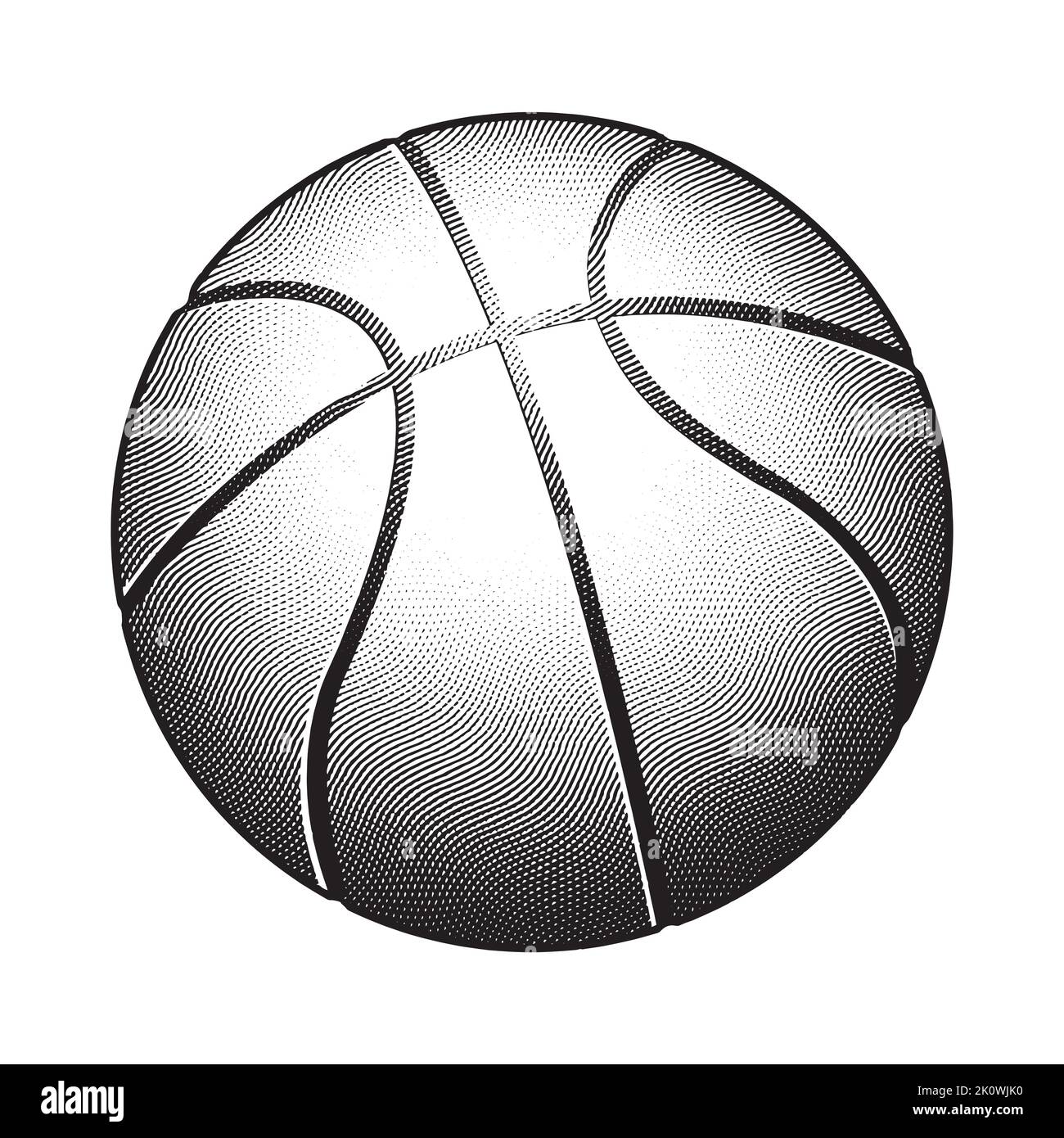 Illustration of Scratchboard Engraved Basketball Stock Vector Image ...