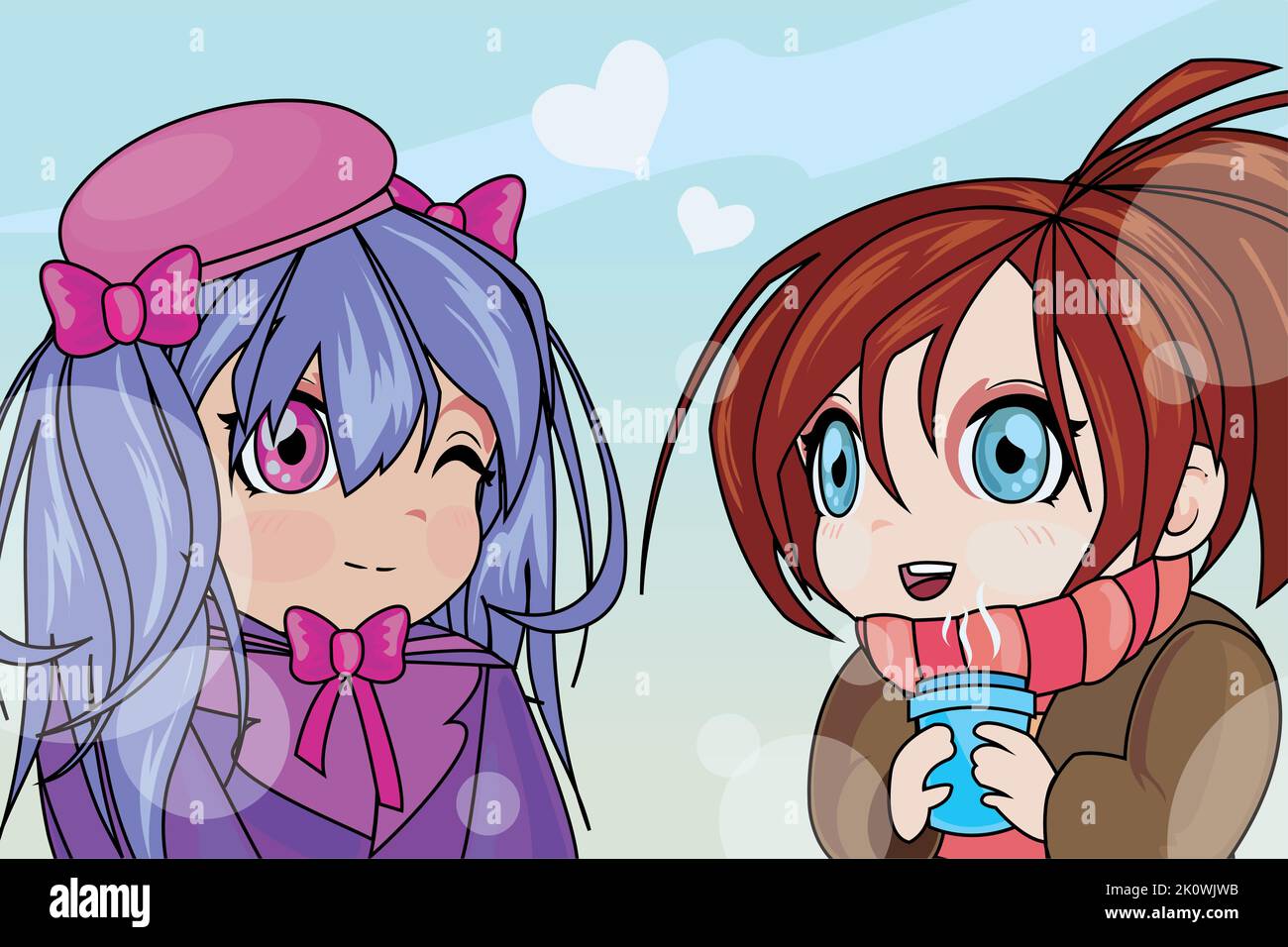 Happy Anime Girls Stock Vector Image And Art Alamy