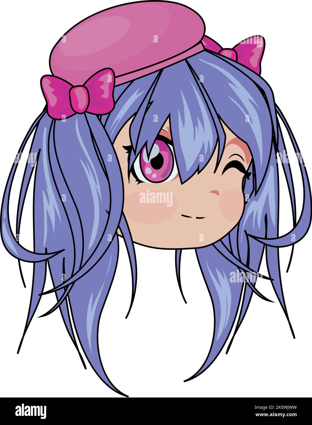 winking anime girl face Stock Vector Image & Art - Alamy
