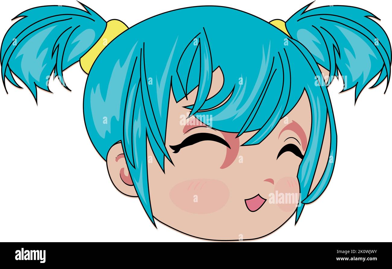 happy anime girl face Stock Vector Image & Art - Alamy