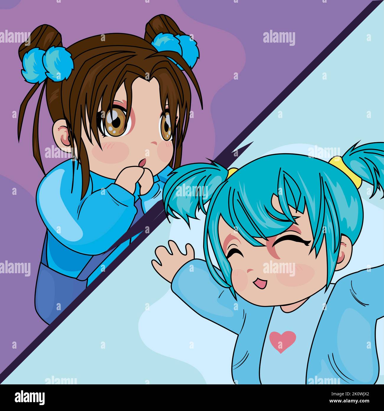 two anime girls Stock Vector Image & Art - Alamy