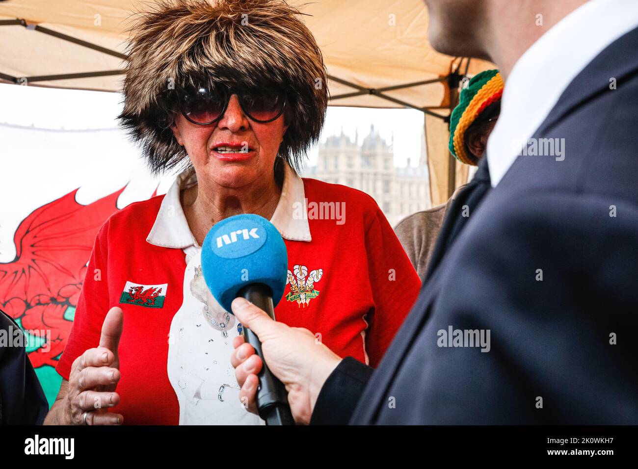 London, UK. 13th Sep, 2022. Anne Daley, 65, from Cardiff in Wales ...