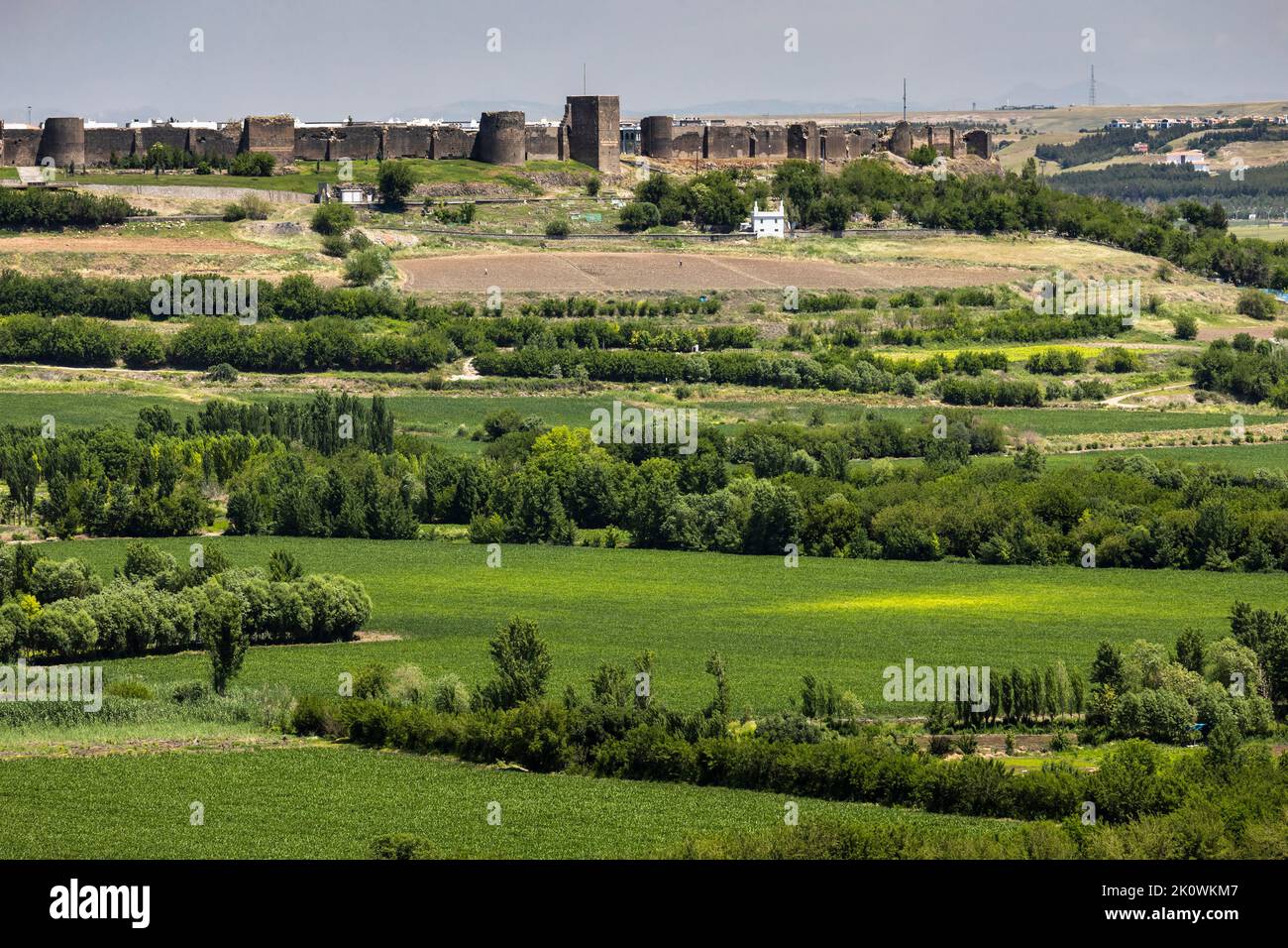 Diyarbakır fortress, Hevsel Gardens, city wall and fields, from south ...