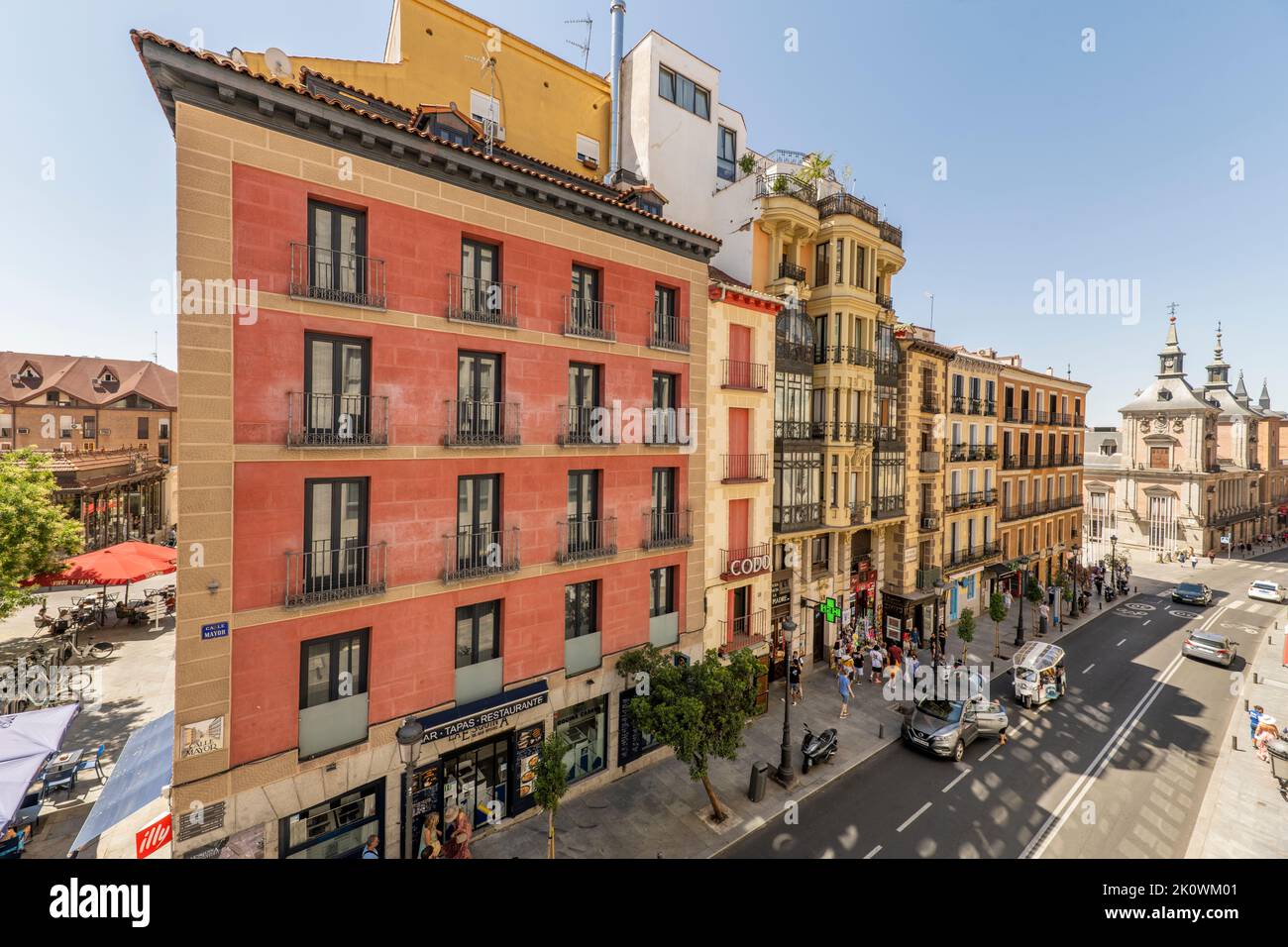 Facades of ancient monumental buildings in the center of Madrid Stock ...