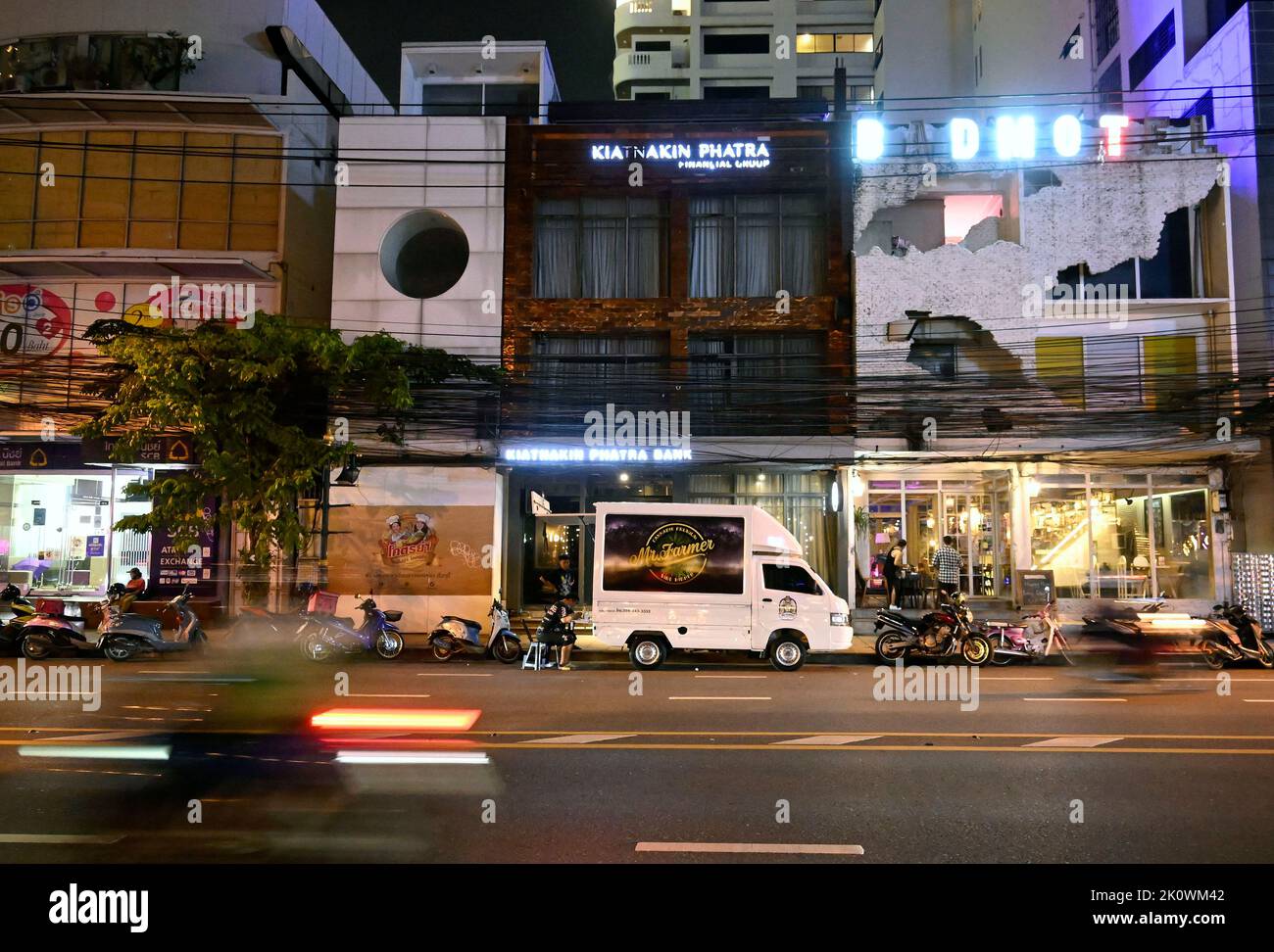 A detail street view of the " Mr Farmer" pop-up truck. In the popular night life area of Thong ...